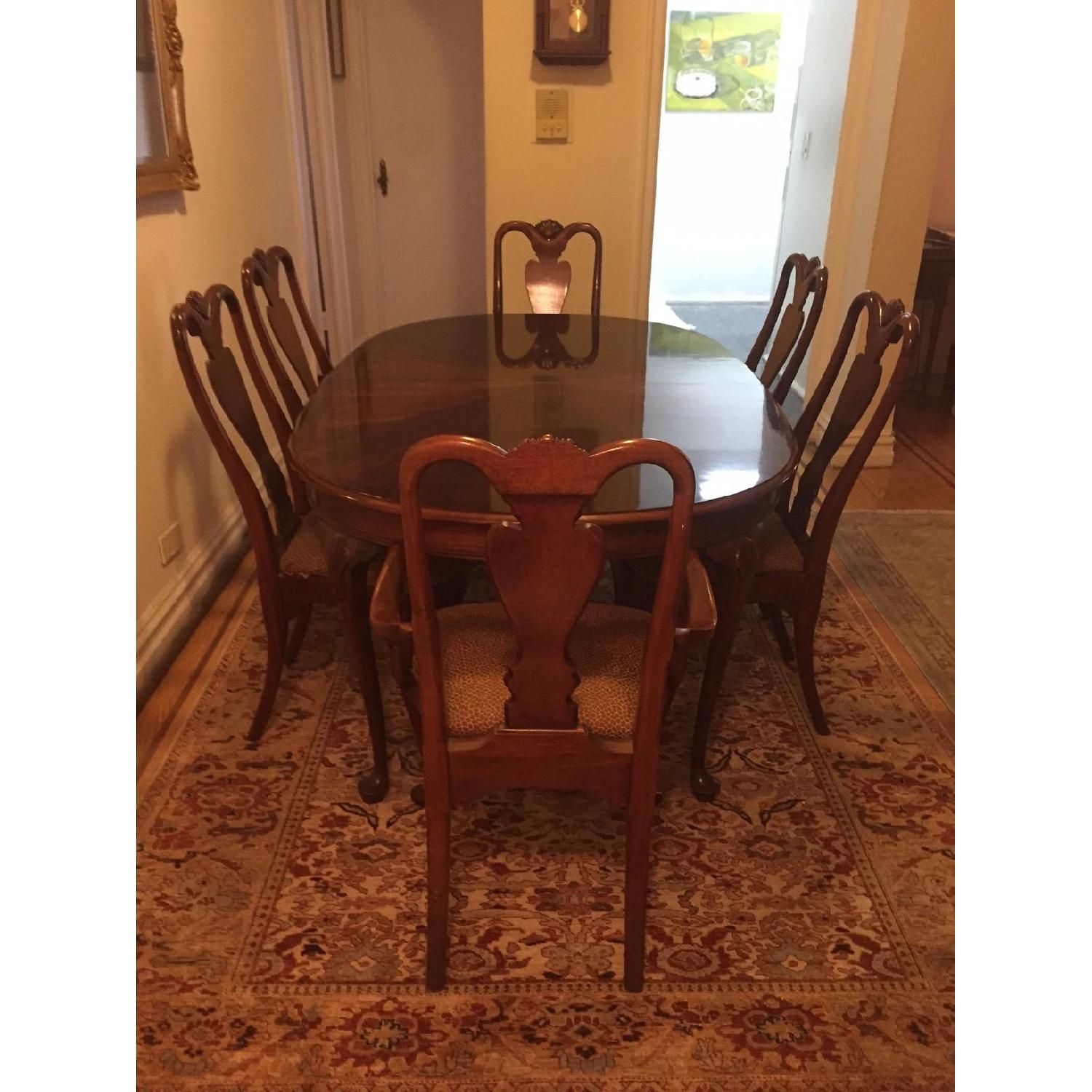 Solid Cherry Dining Room Table w/ 6 Chairs & Two Leaves - AptDeco