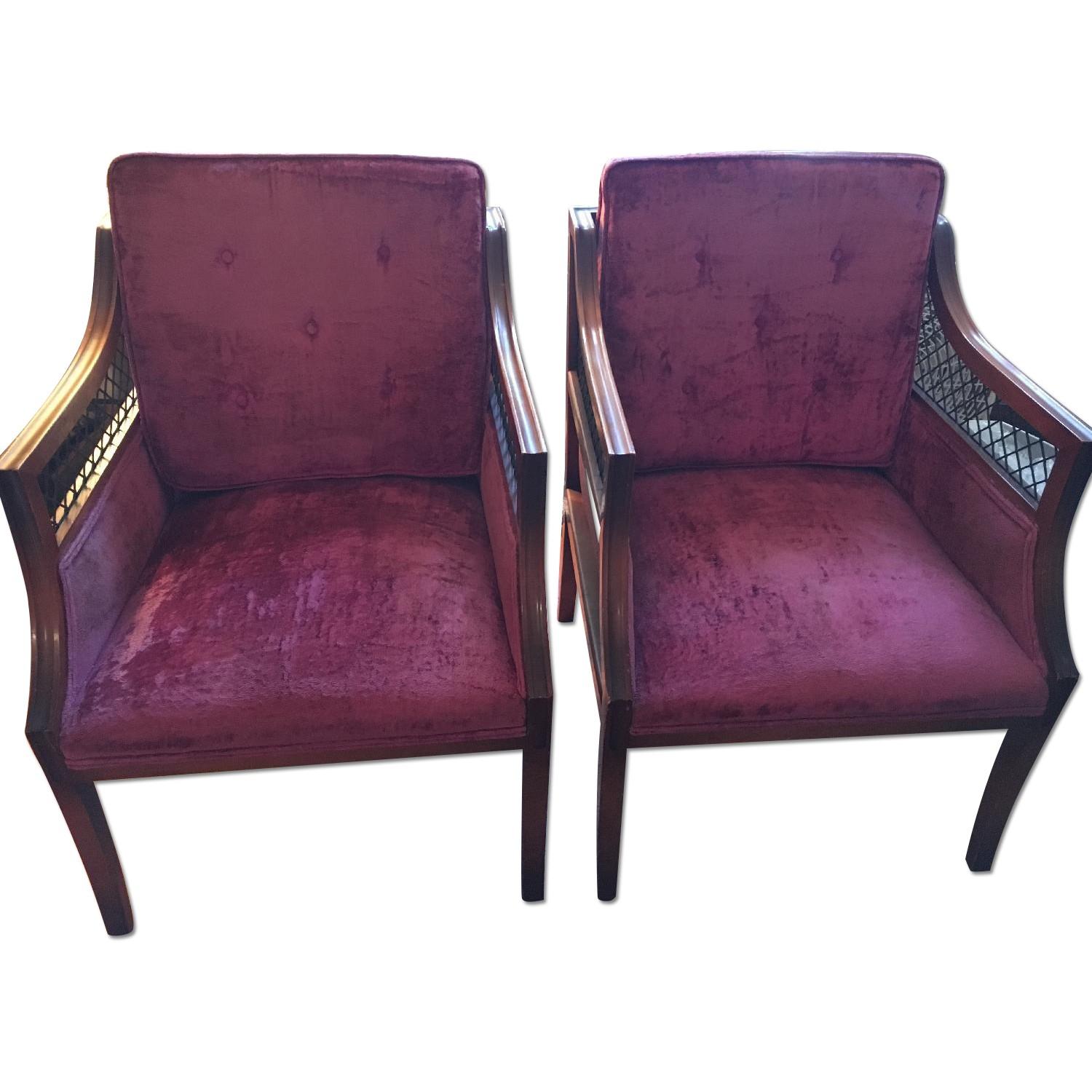 Antique Red Velvet Chairs - AptDeco