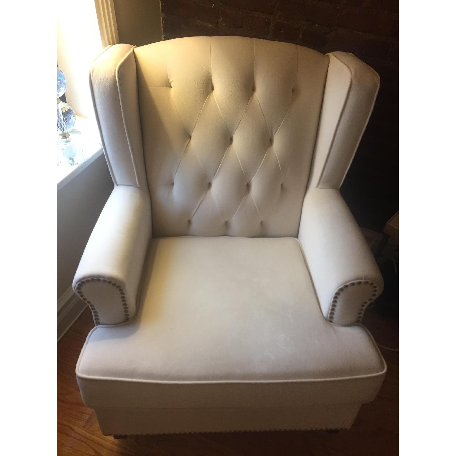 Tufted Nailhead Wingback Rocker - AptDeco
