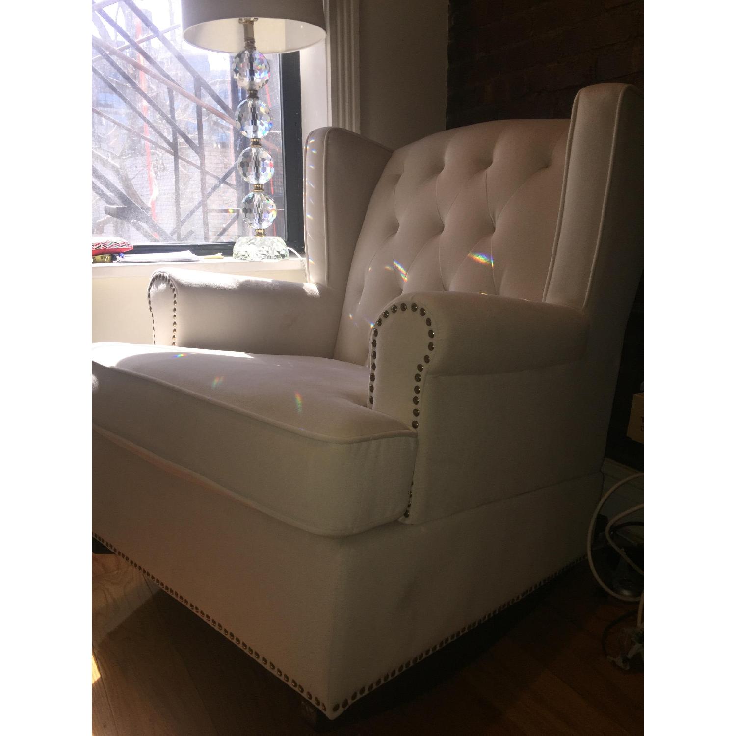 Tufted Nailhead Wingback Rocker - AptDeco