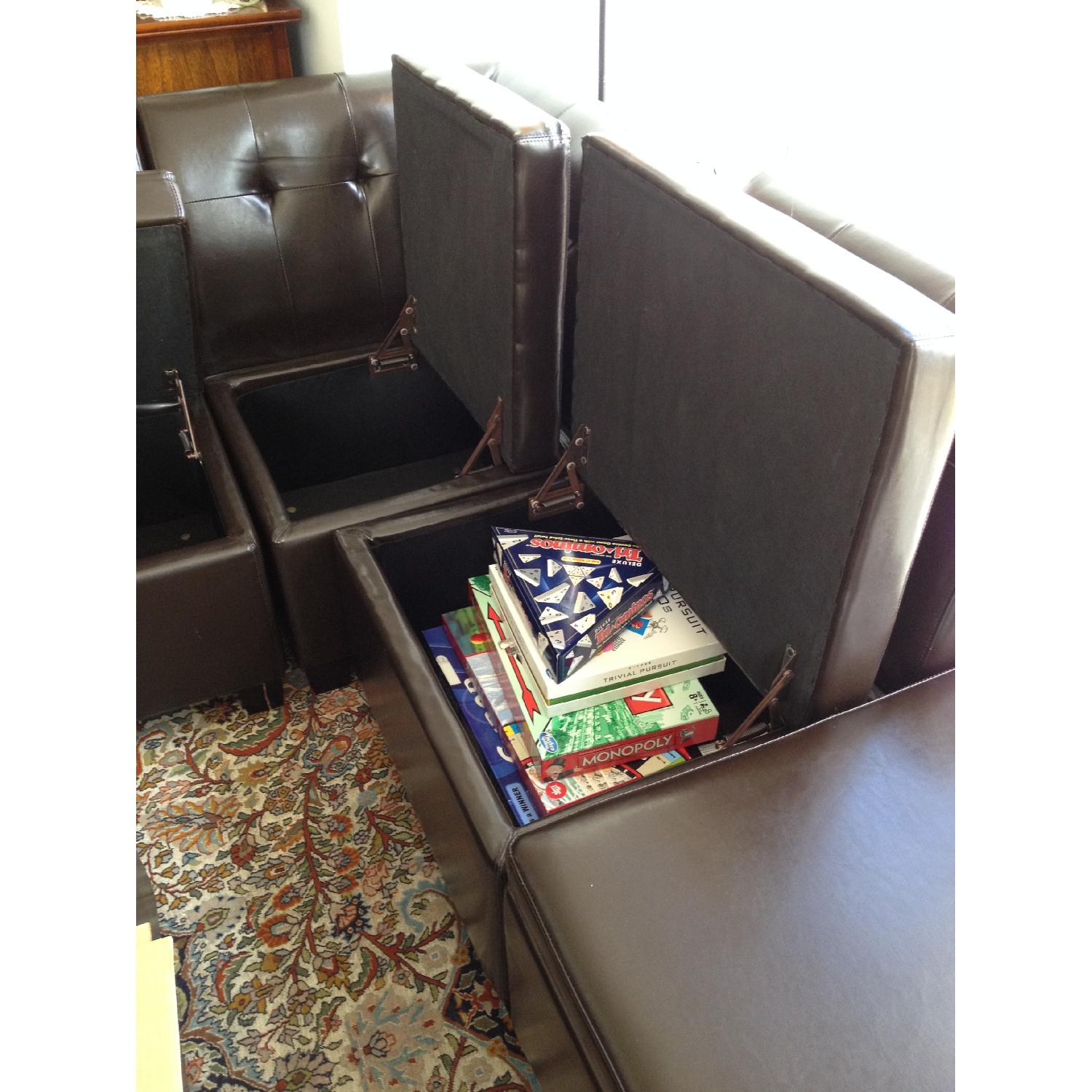 Pier 1 Bonded Leather Storage Sectional Sofa in Chocolate - AptDeco