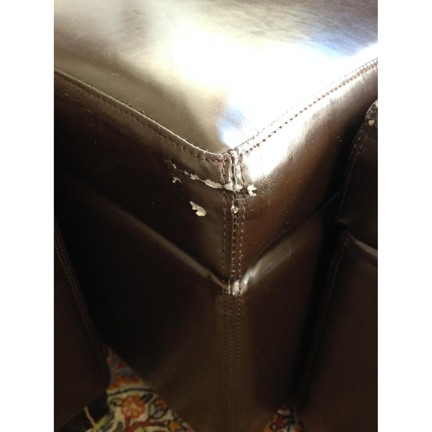 Pier 1 Bonded Leather Storage Sectional Sofa in Chocolate - AptDeco