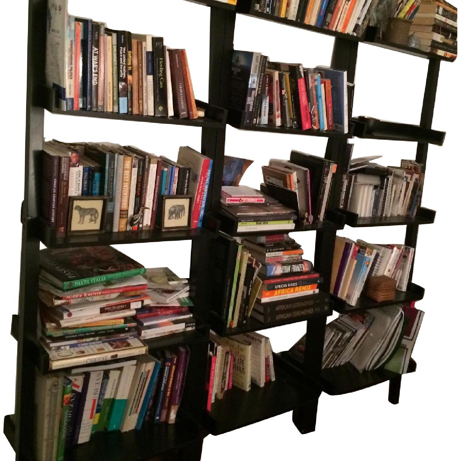 Crate & Barrel Java 3 Leaning Shelf Bookcase - AptDeco