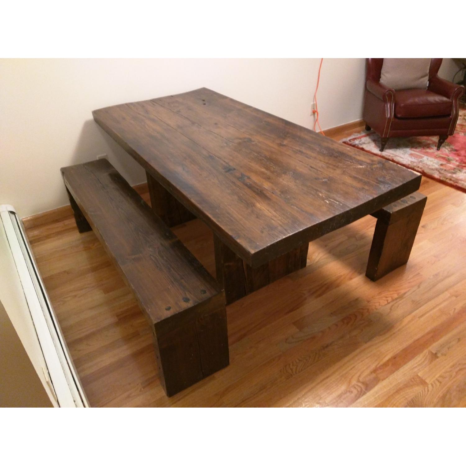 RG Furniture Design Modern Rustic Solid Reclaimed Wood Dining Table Set ...