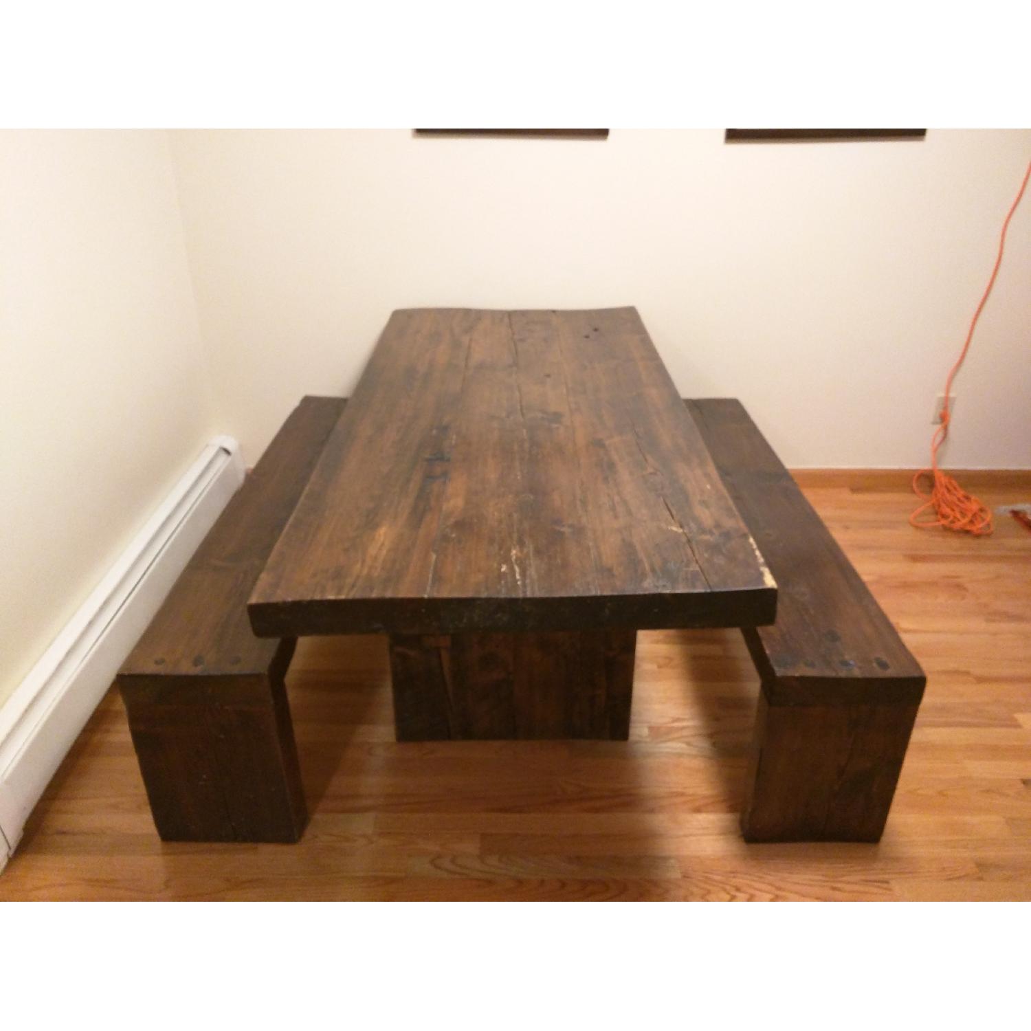 RG Furniture Design Modern Rustic Solid Reclaimed Wood Dining Table Set ...