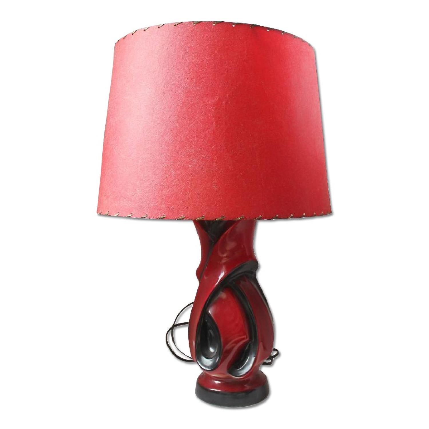 Mid Century Red and Black Lamp - AptDeco