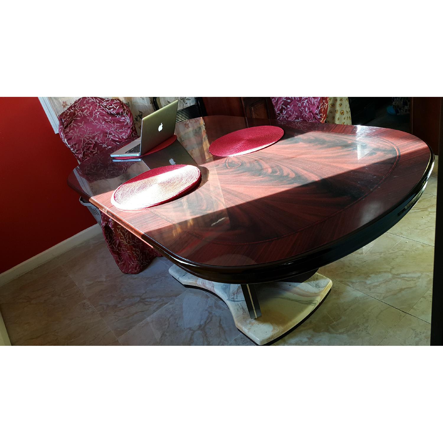 Seamans Furniture Solid Mahogany Dining Table With Real Marble Base ...