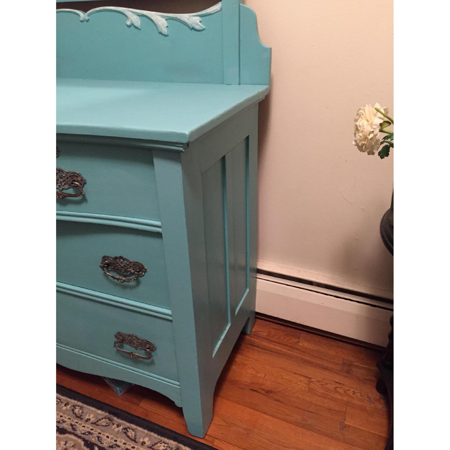 Vintage Shabby Chic Turquoise Dresser - AptDeco