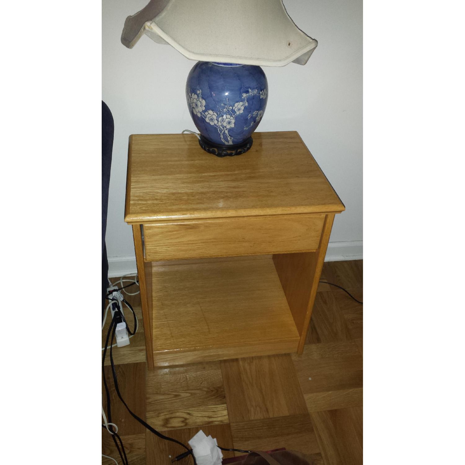 Vintage Solid Pine End Table with Drawer - AptDeco
