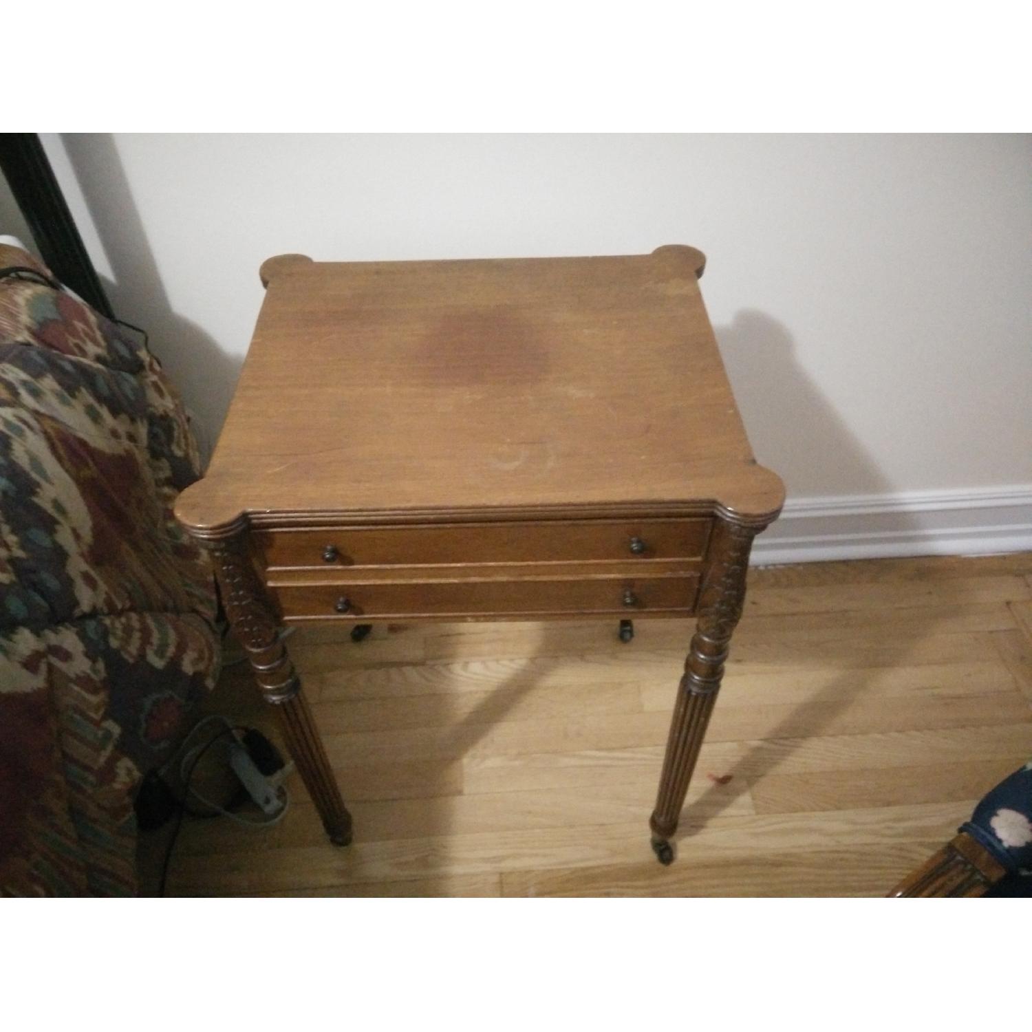Vintage 1950's Solid Wood Bedside Table - AptDeco
