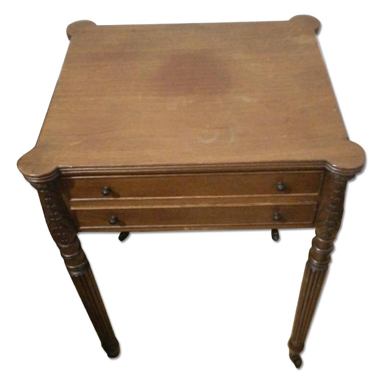 Vintage 1950's Solid Wood Bedside Table - AptDeco