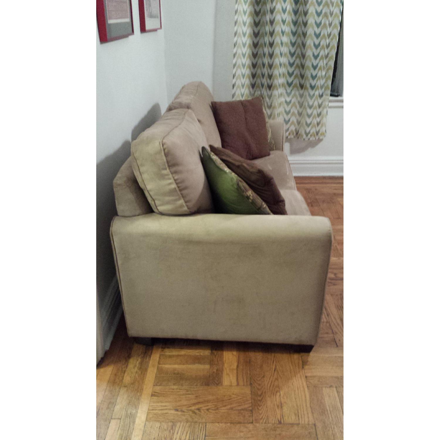 Pier 1 Microsuede Sleeper Loveseat - AptDeco
