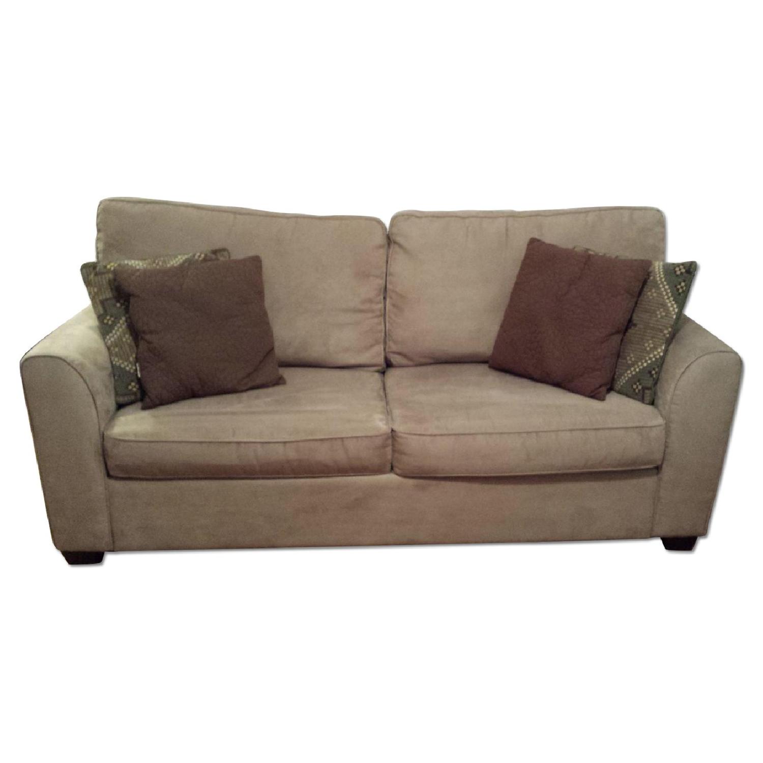 Pier 1 Microsuede Sleeper Loveseat - AptDeco