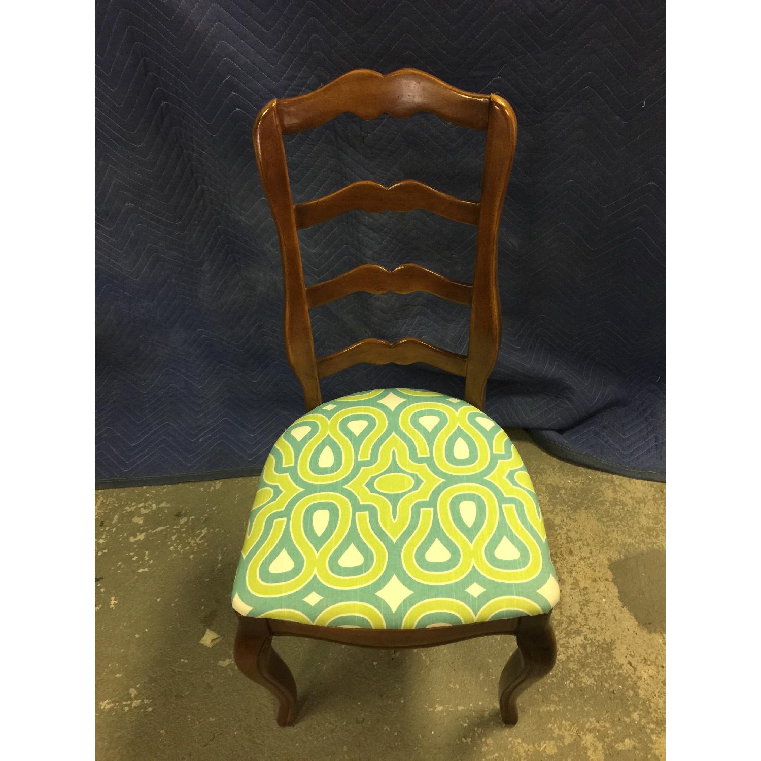 Vintage Ladder Back Side Chair with Blue/Yellow Modern Chair Seat - AptDeco