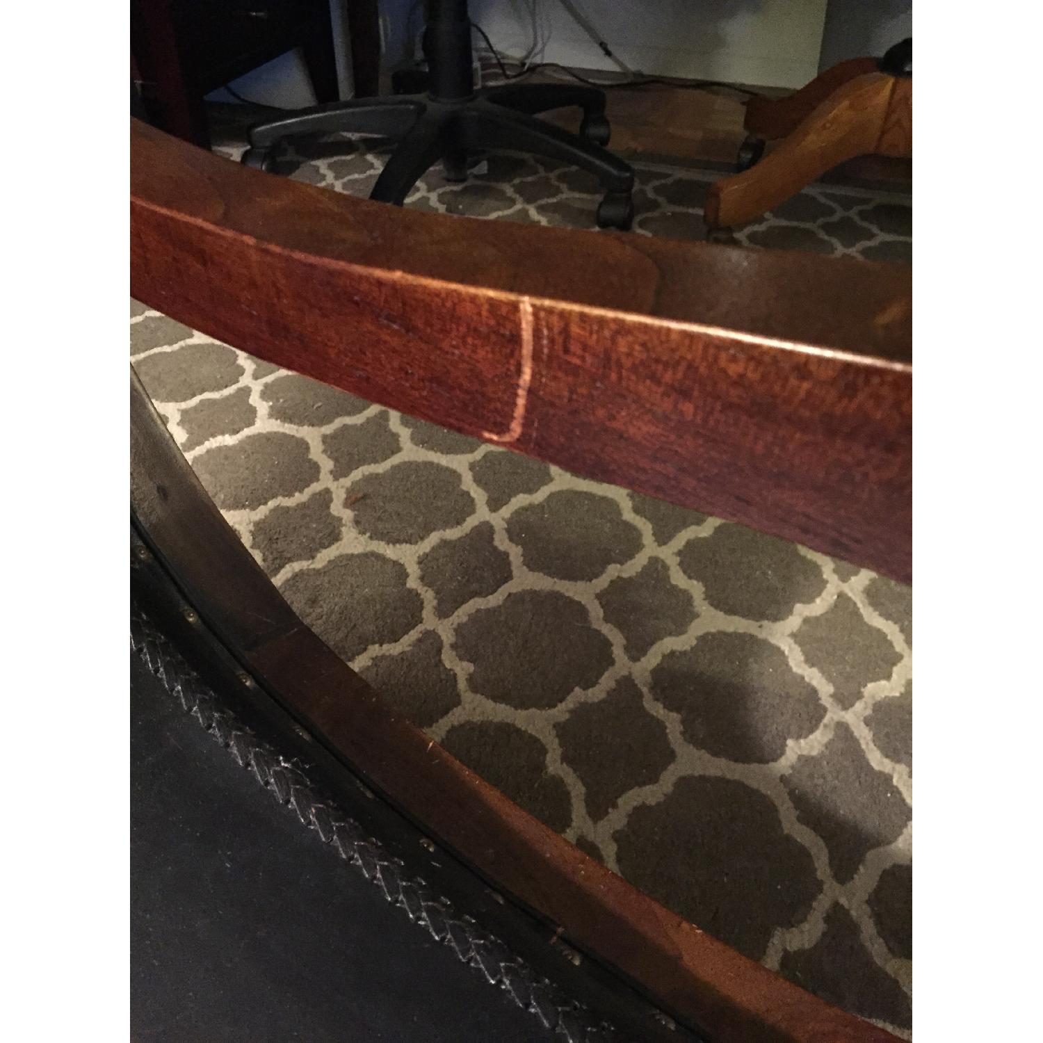 Wood/Leather Scroll Chair and Ottoman - AptDeco