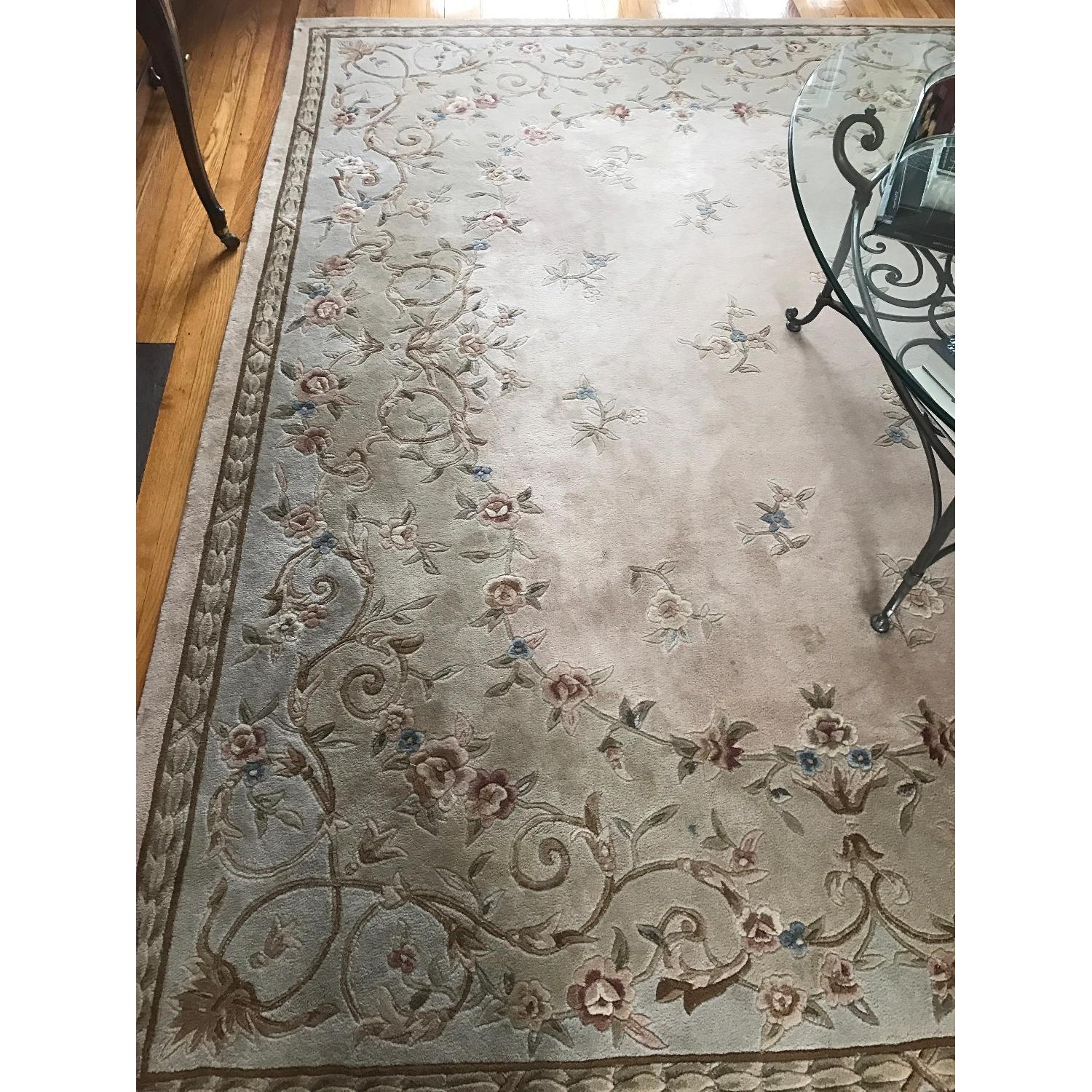 Grey & Green Floral Area Rug - AptDeco