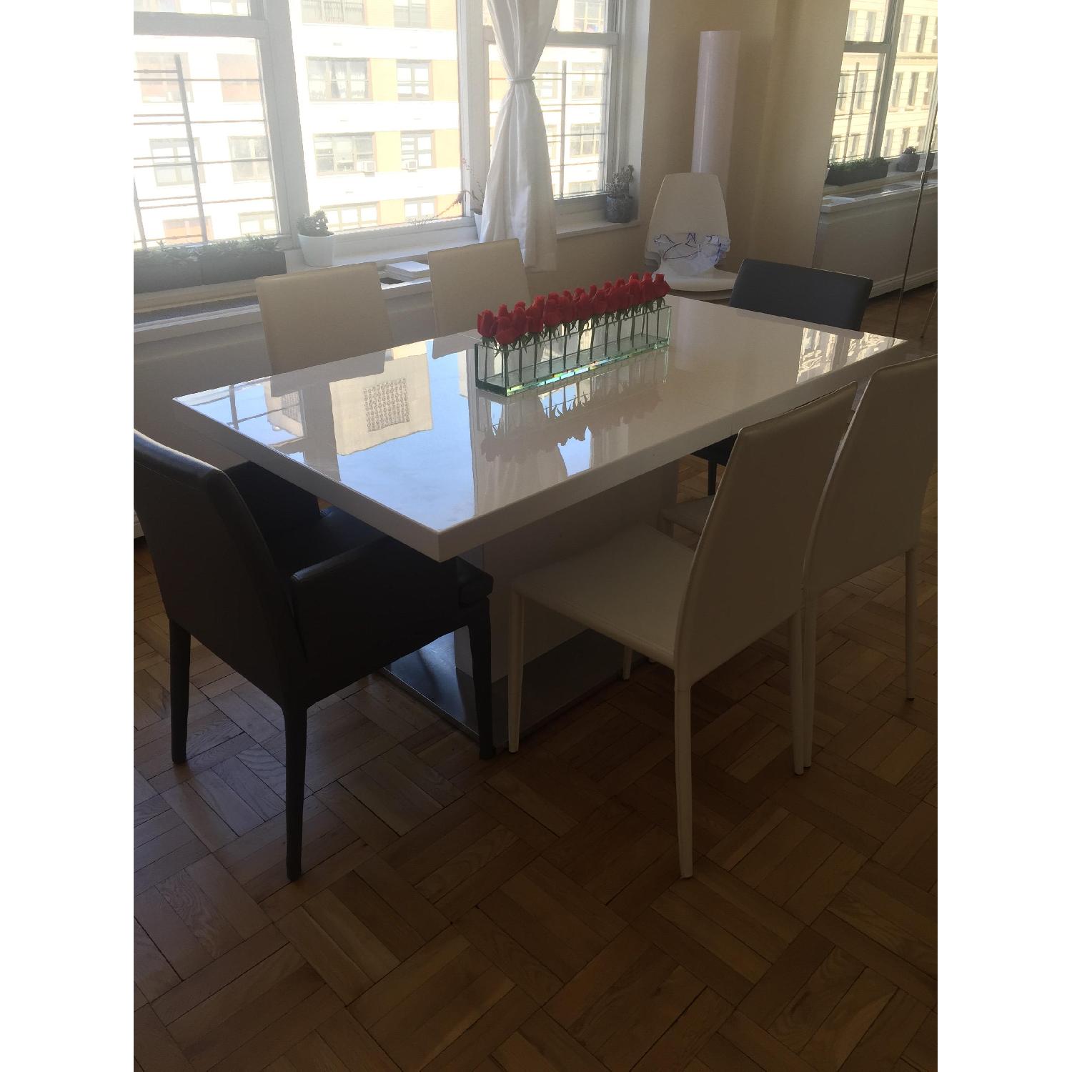 Modani Lexington Extendable Mid Century Modern Dining Table in White ...