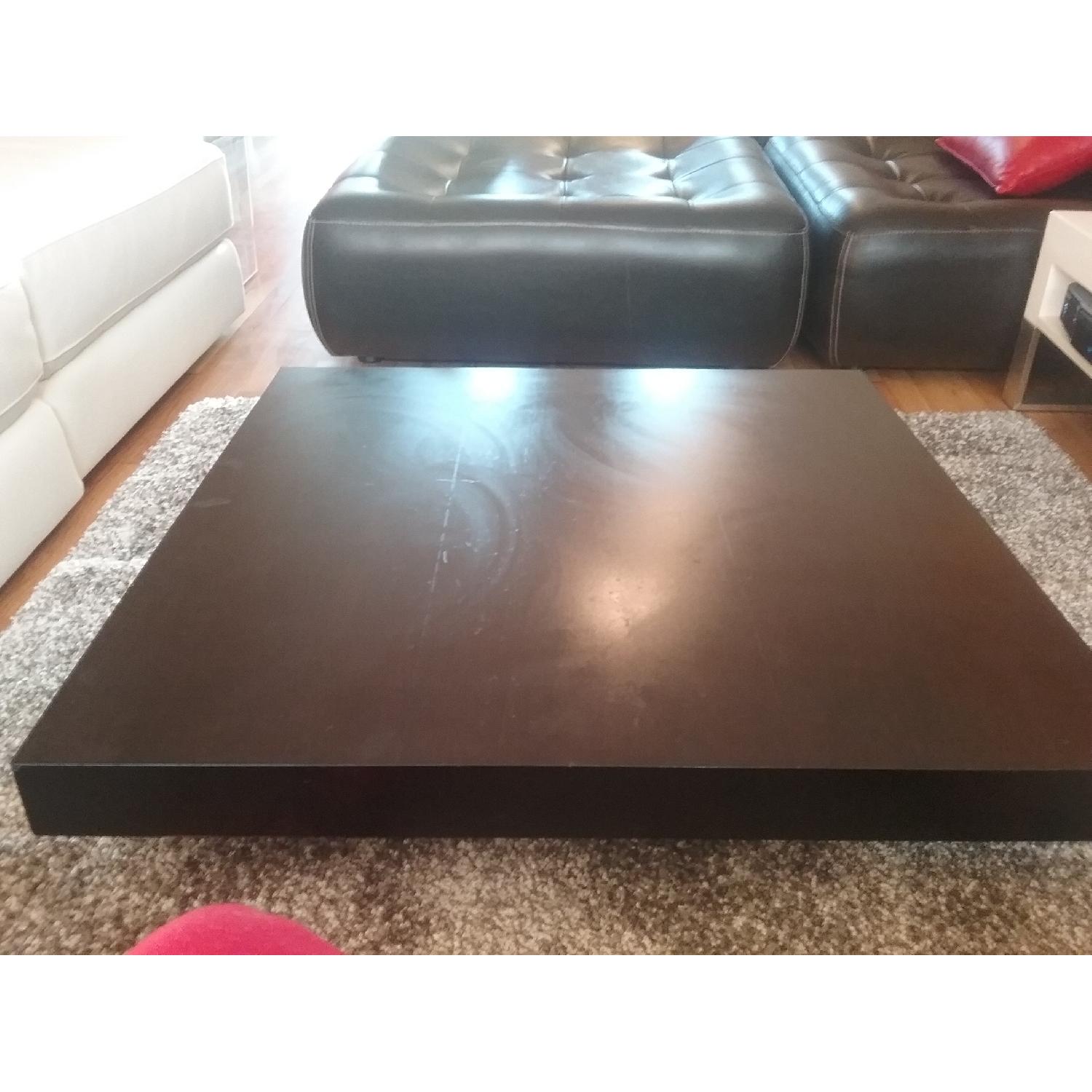 Low Profile Coffee Table on Wheels - AptDeco