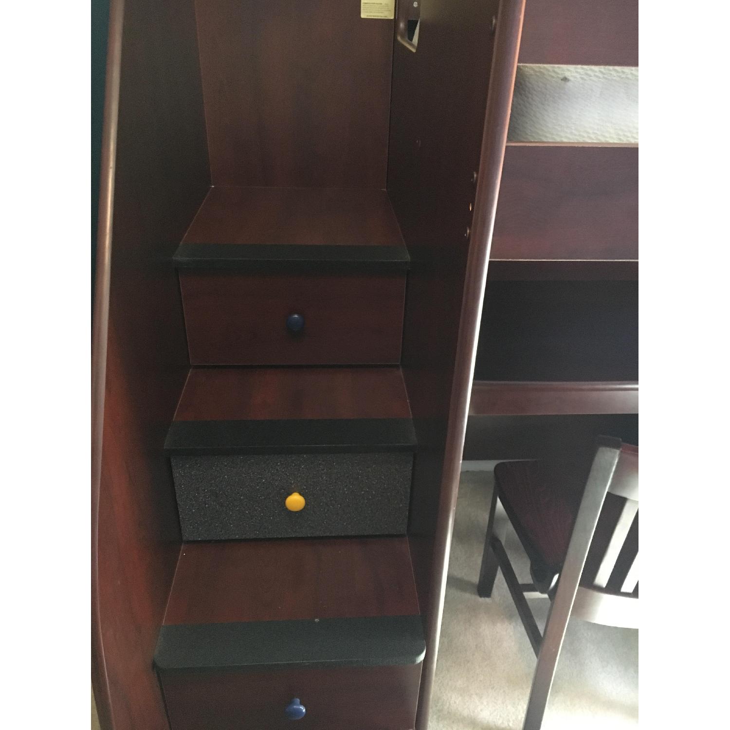 Cherrywood Twin Bunk Bed w/ Staircase & Shelves - AptDeco