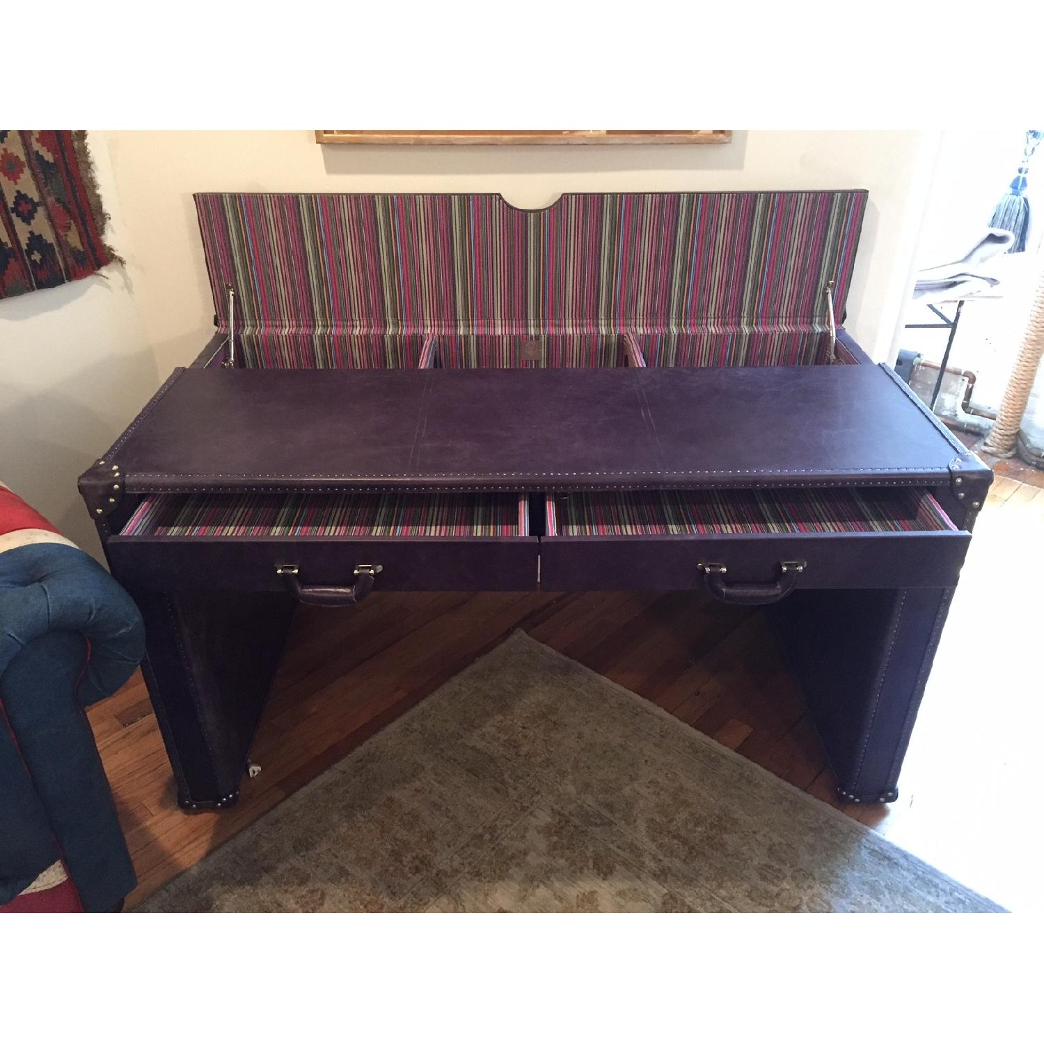 Timothy Oulton Oxford Radcliffe Desk in Purple Leather - AptDeco