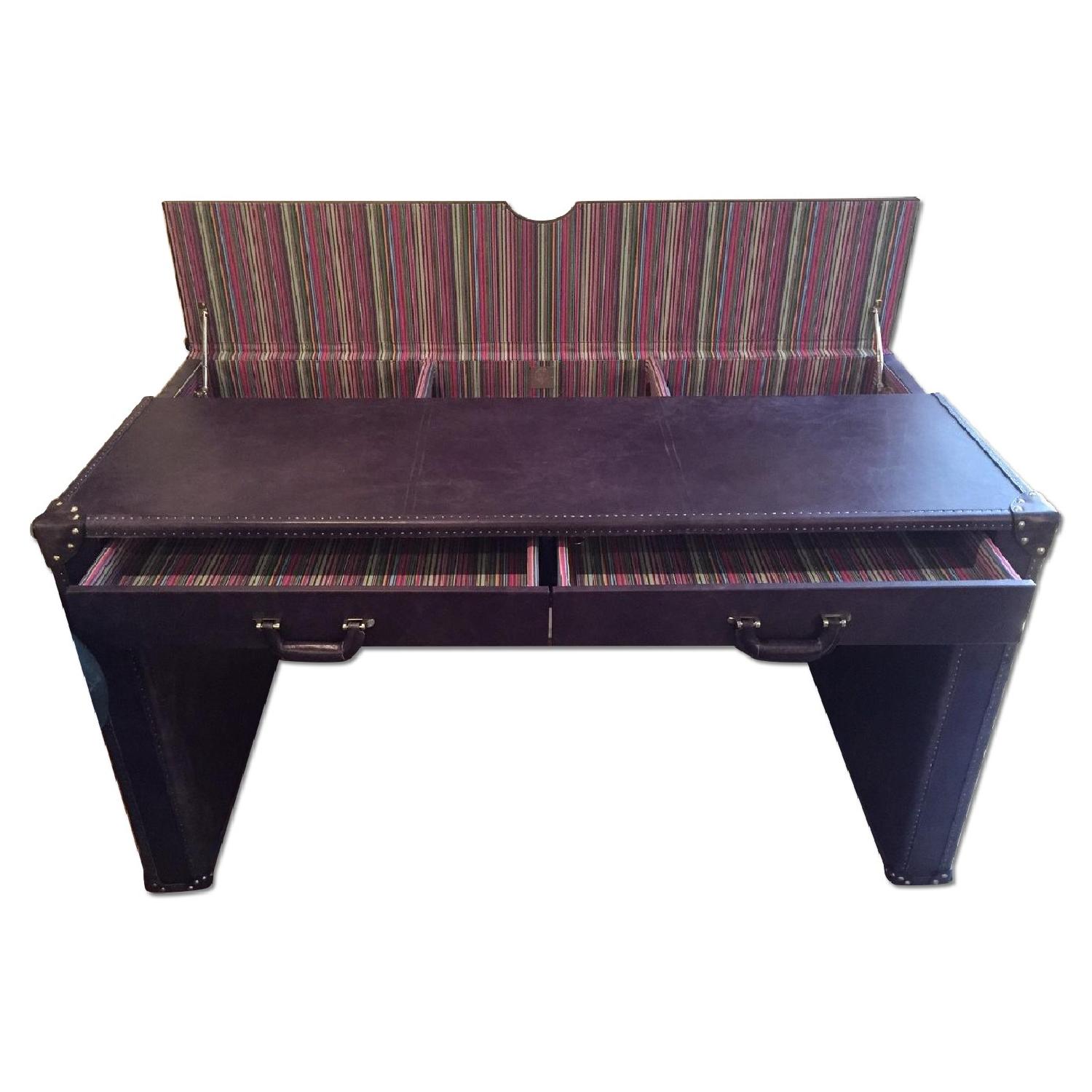 Timothy Oulton Oxford Radcliffe Desk in Purple Leather - AptDeco