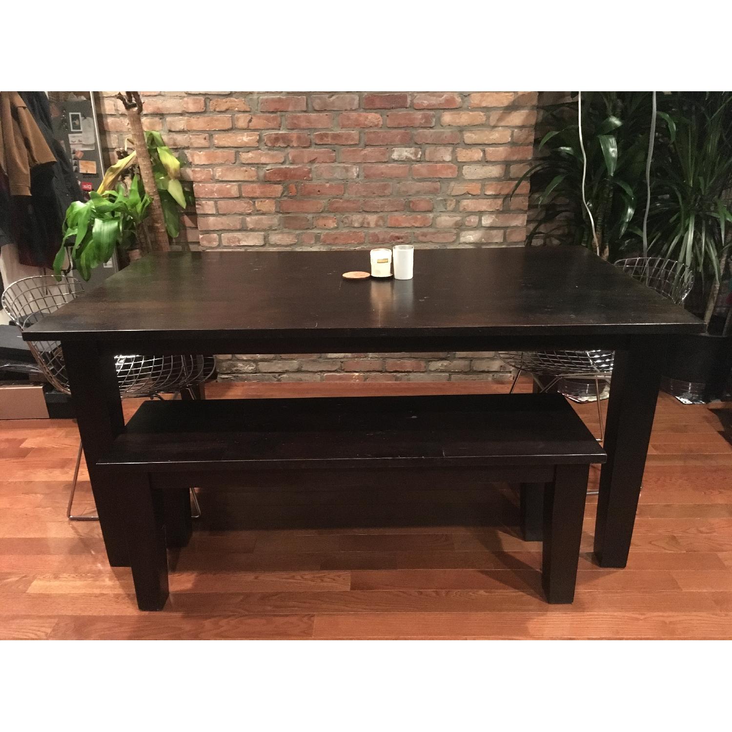 Crate & Barrel Basque Java Dining Table w/ Bench - AptDeco