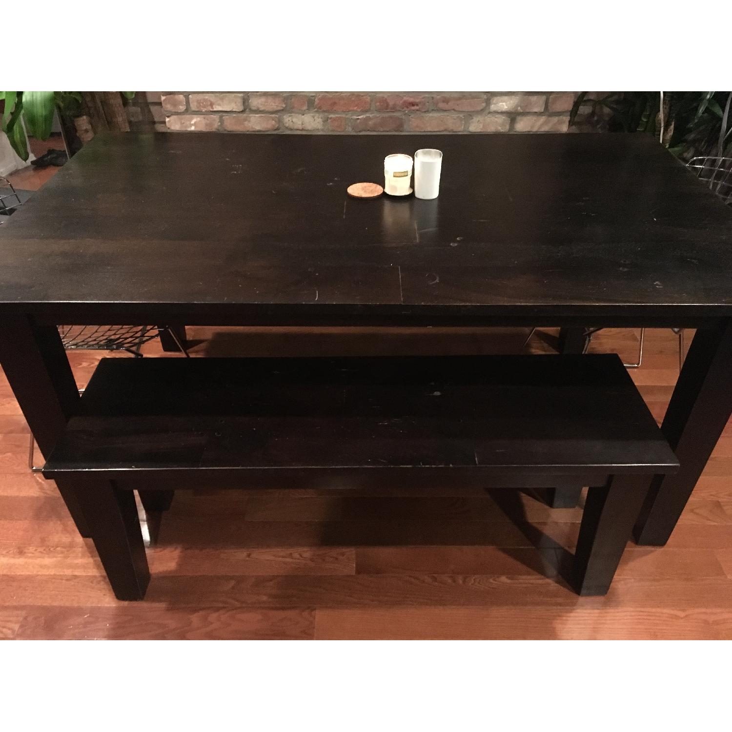 Crate & Barrel Basque Java Dining Table w/ Bench - AptDeco