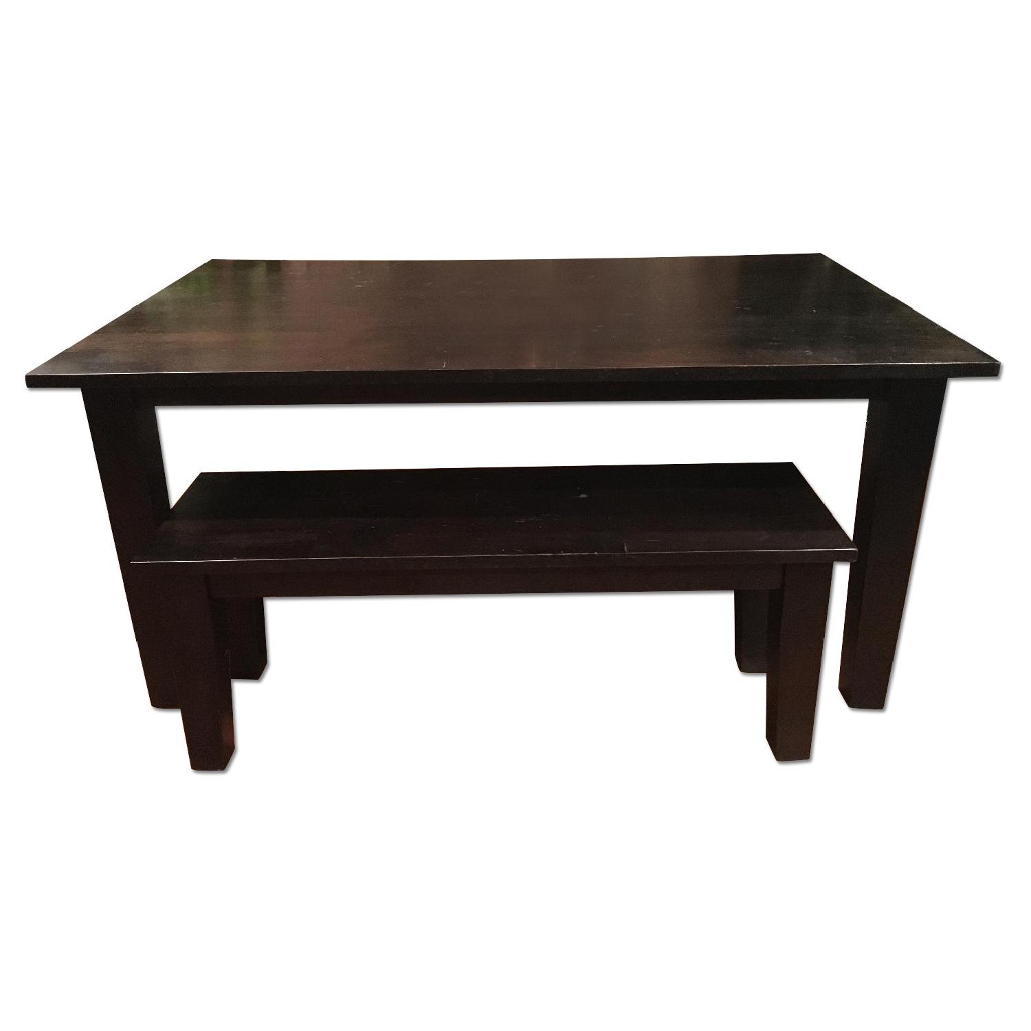 Crate & Barrel Basque Java Dining Table w/ Bench - AptDeco