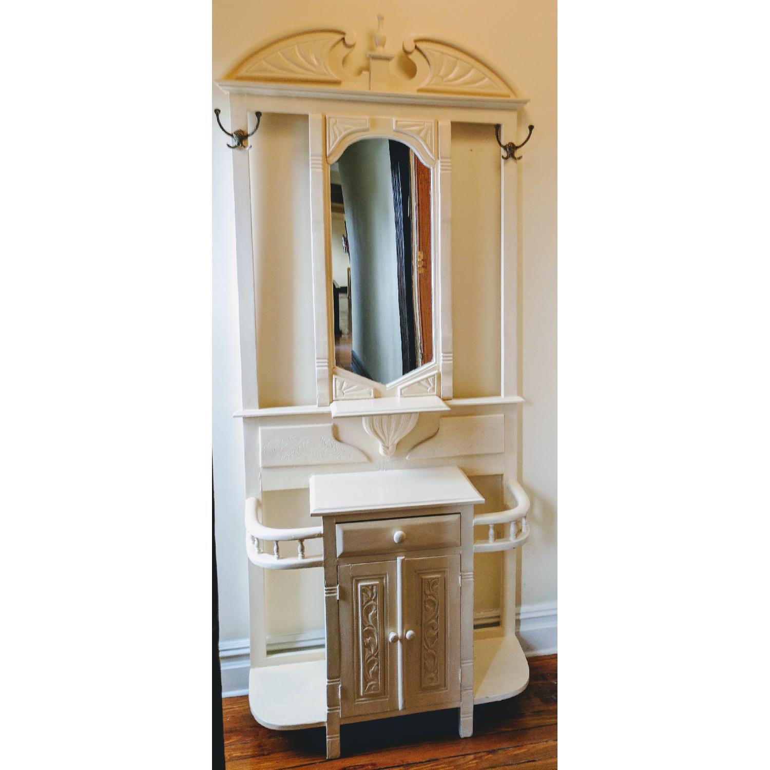 Vintage Hall Tree w/ Mirror - AptDeco