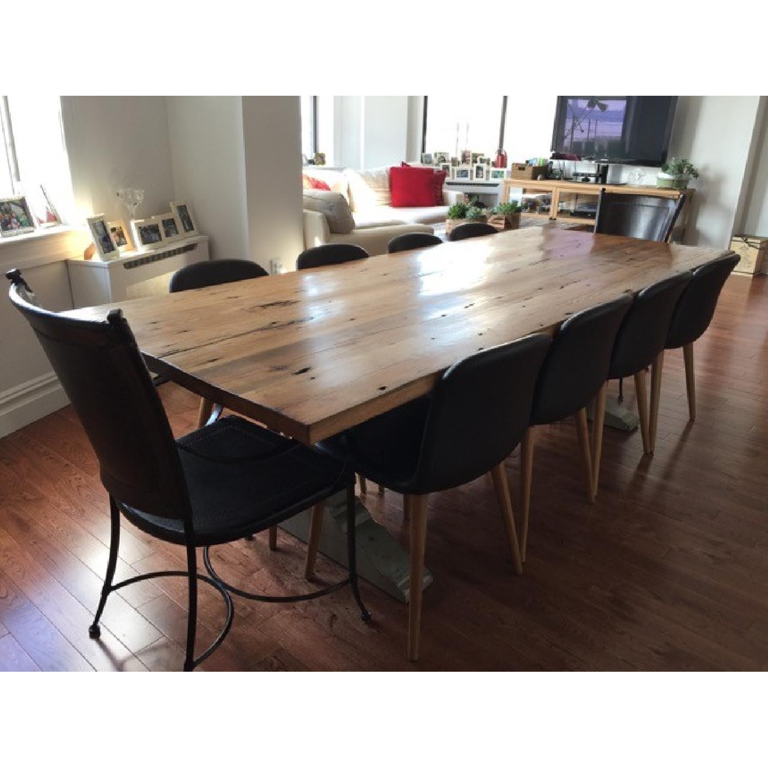 Solid Oak Tressel Dining Table - AptDeco