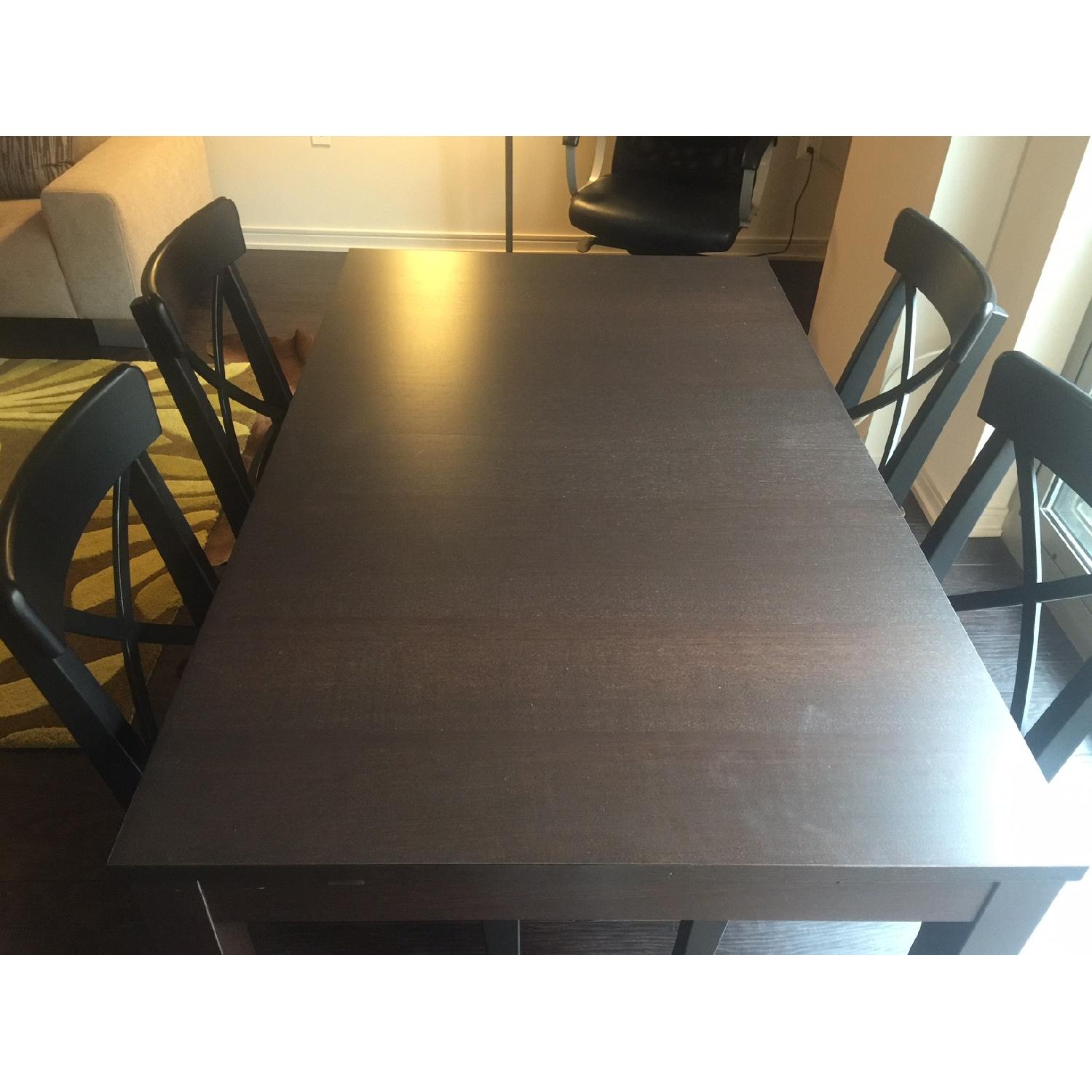 Ikea Dark Brown Wooden Dining Table w/ 4 Chairs - AptDeco