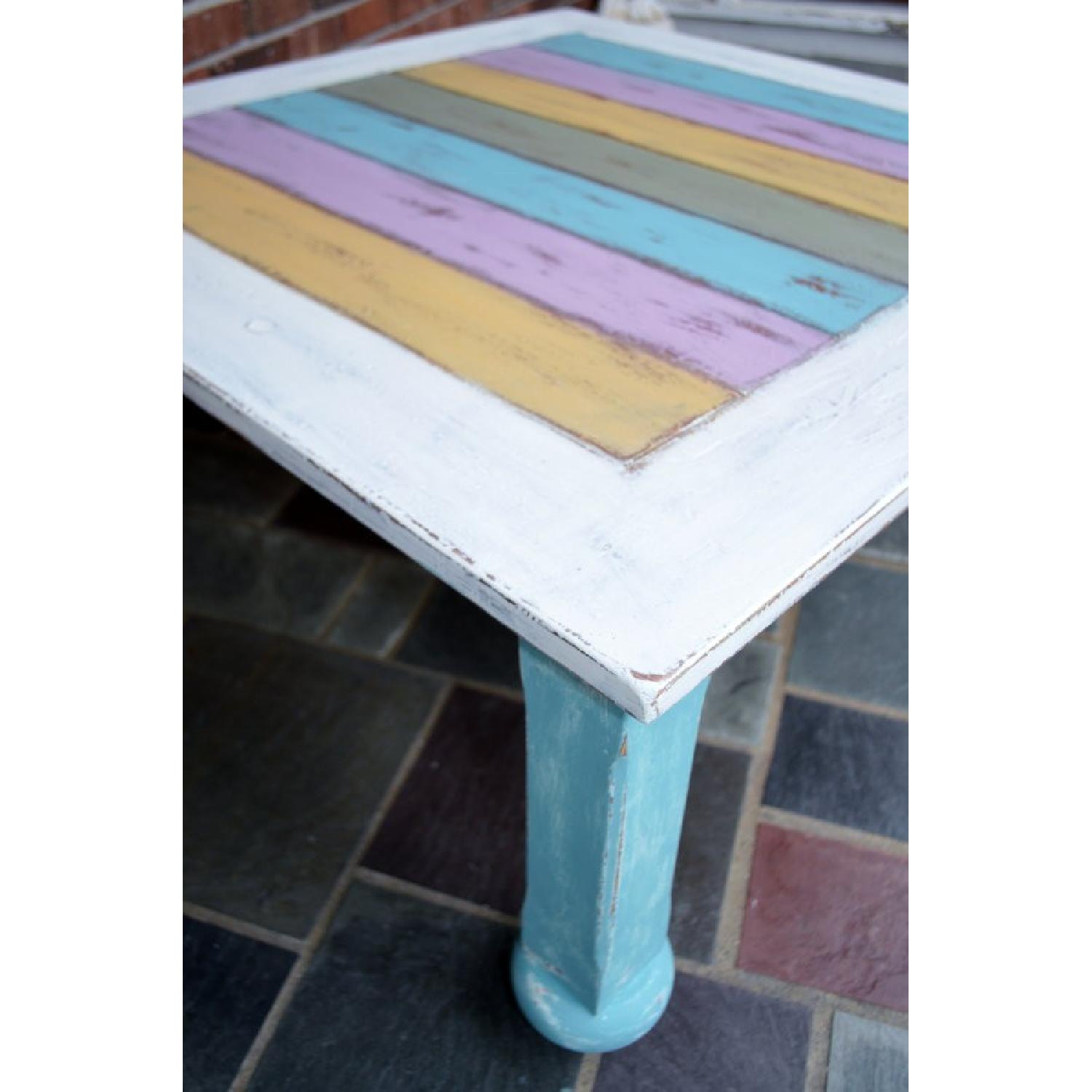 Rustic Distressed Country Farm Style Painted Square Coffee Table - AptDeco