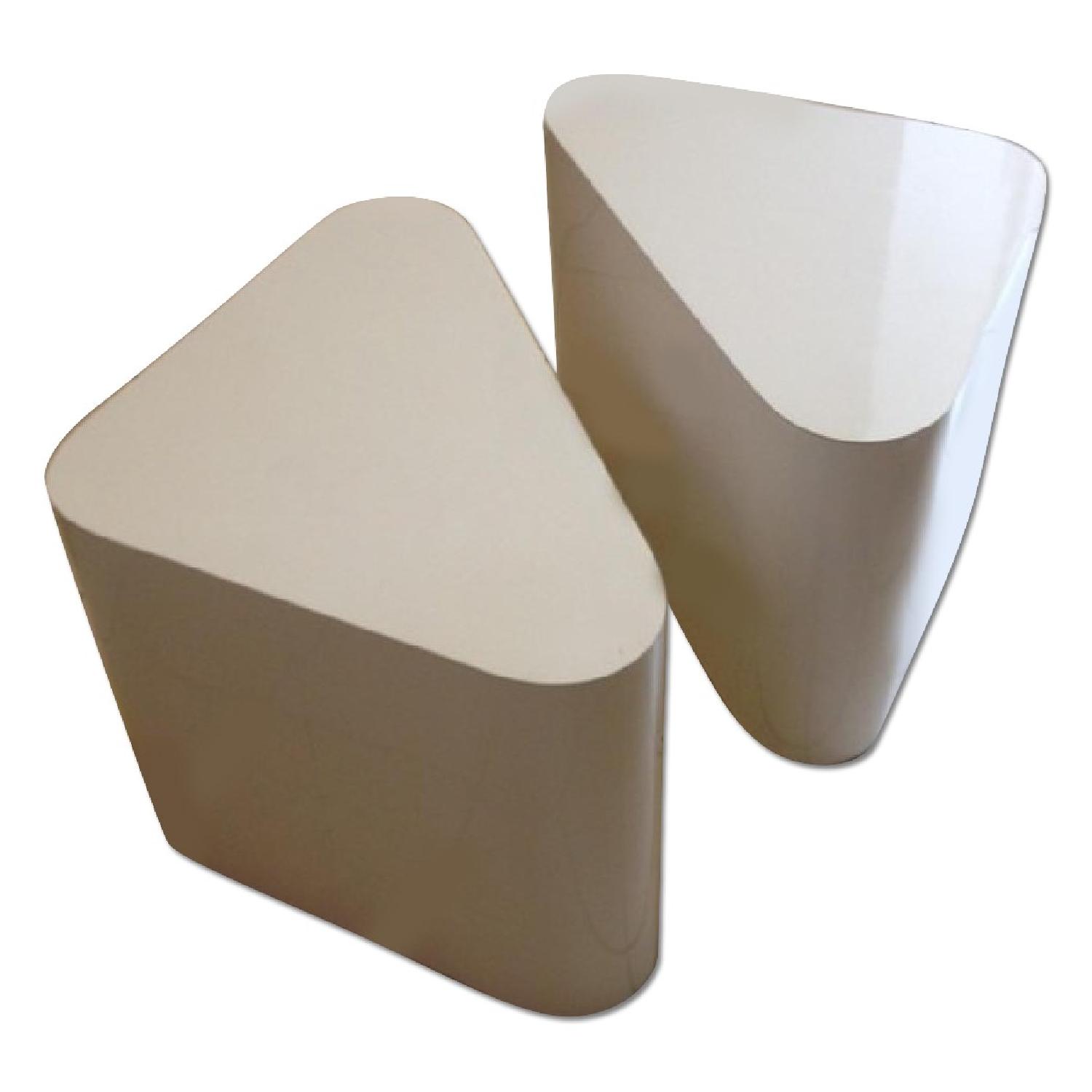 Formica Laminate Curvy Off-White/Cream End Tables - AptDeco