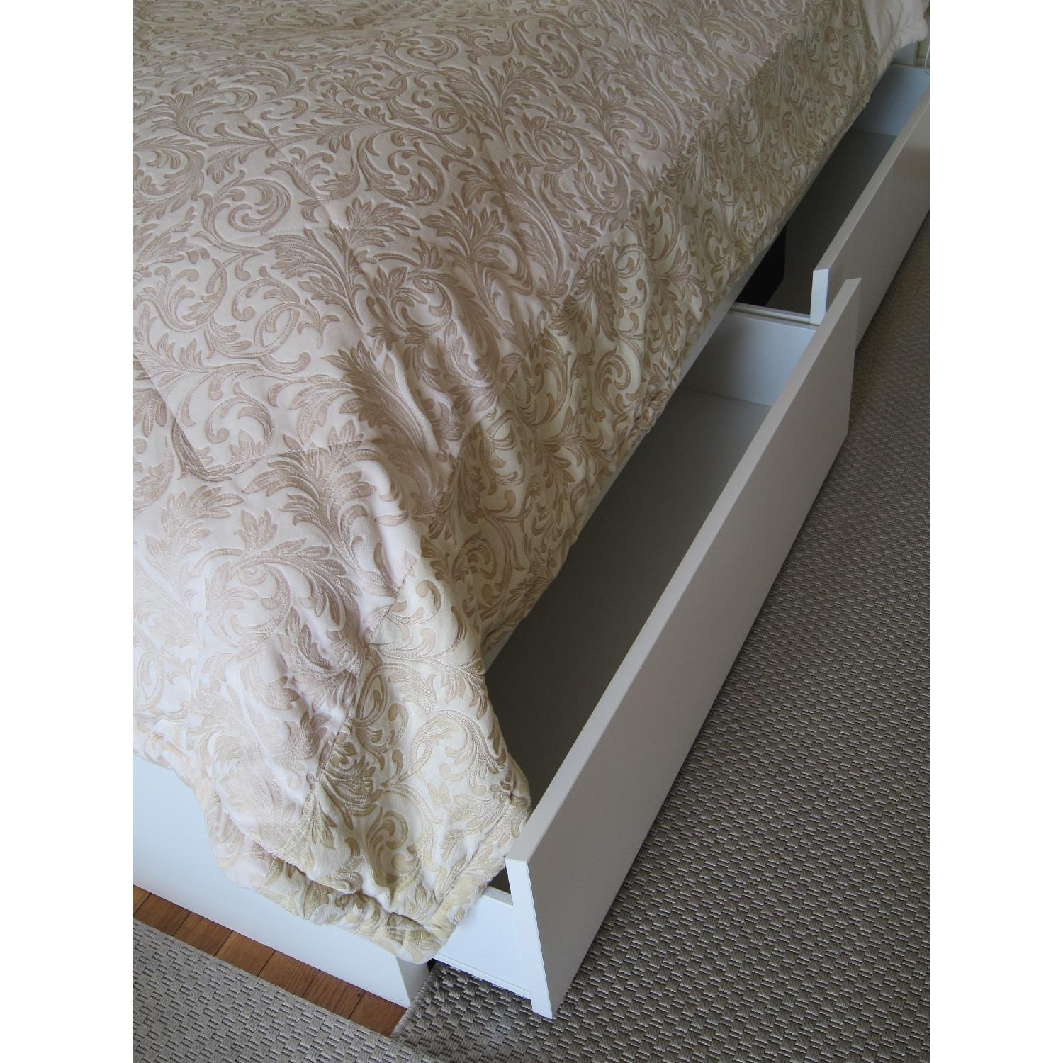 Ikea Queen Size Bed Frame w/ Storage Boxes - AptDeco