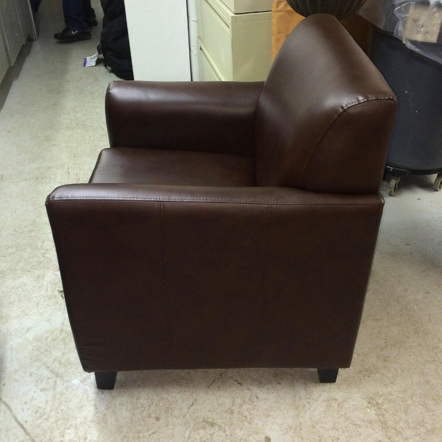 Posh & Luxe Brown Leather Armchair - AptDeco