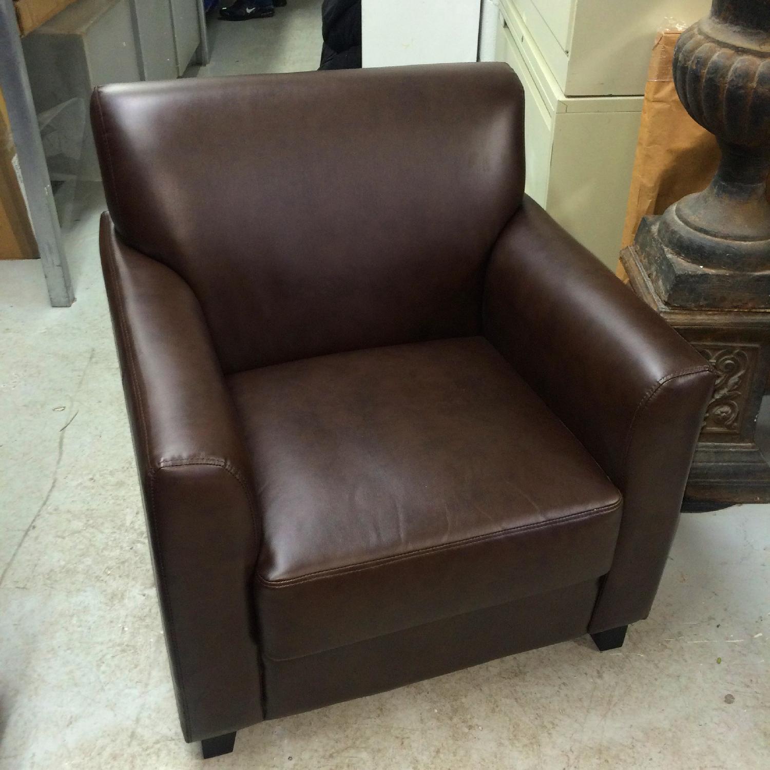 Posh & Luxe Brown Leather Armchair - AptDeco