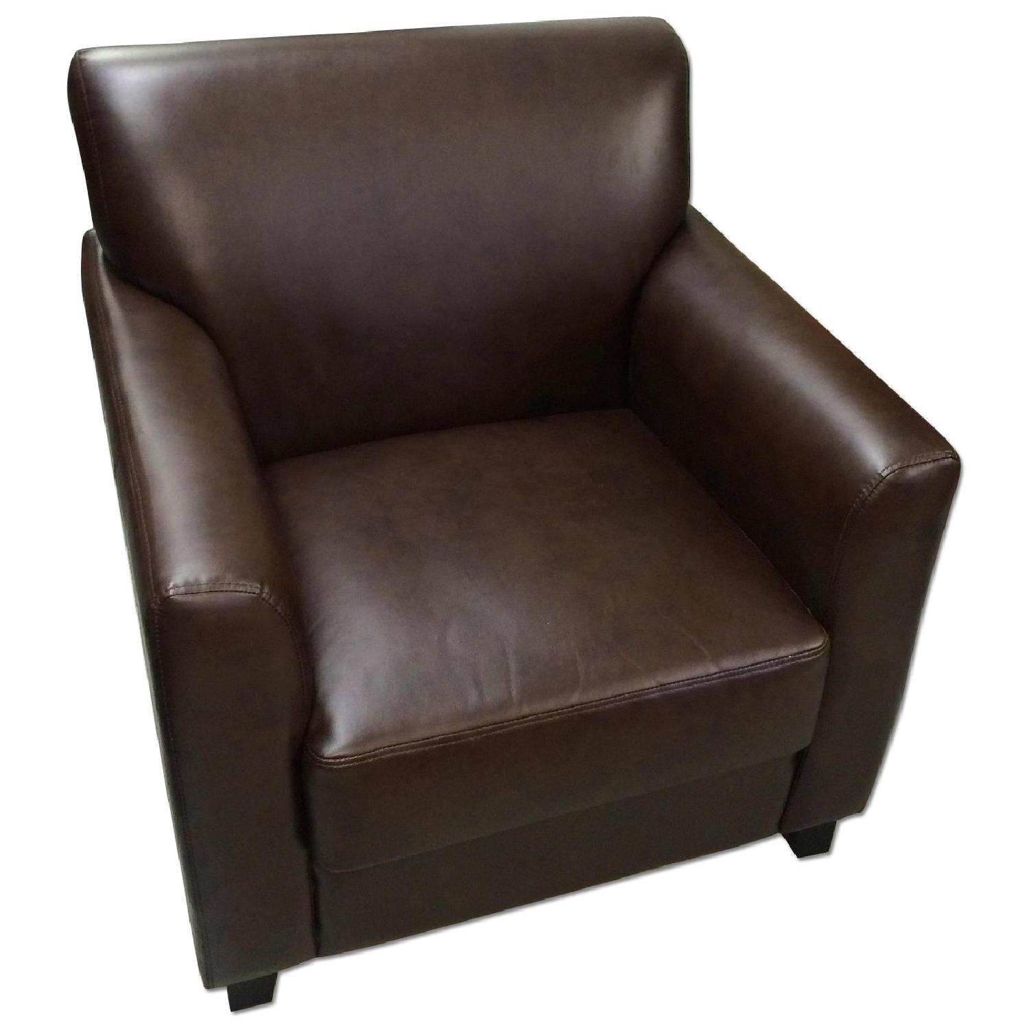 Posh & Luxe Brown Leather Armchair - AptDeco