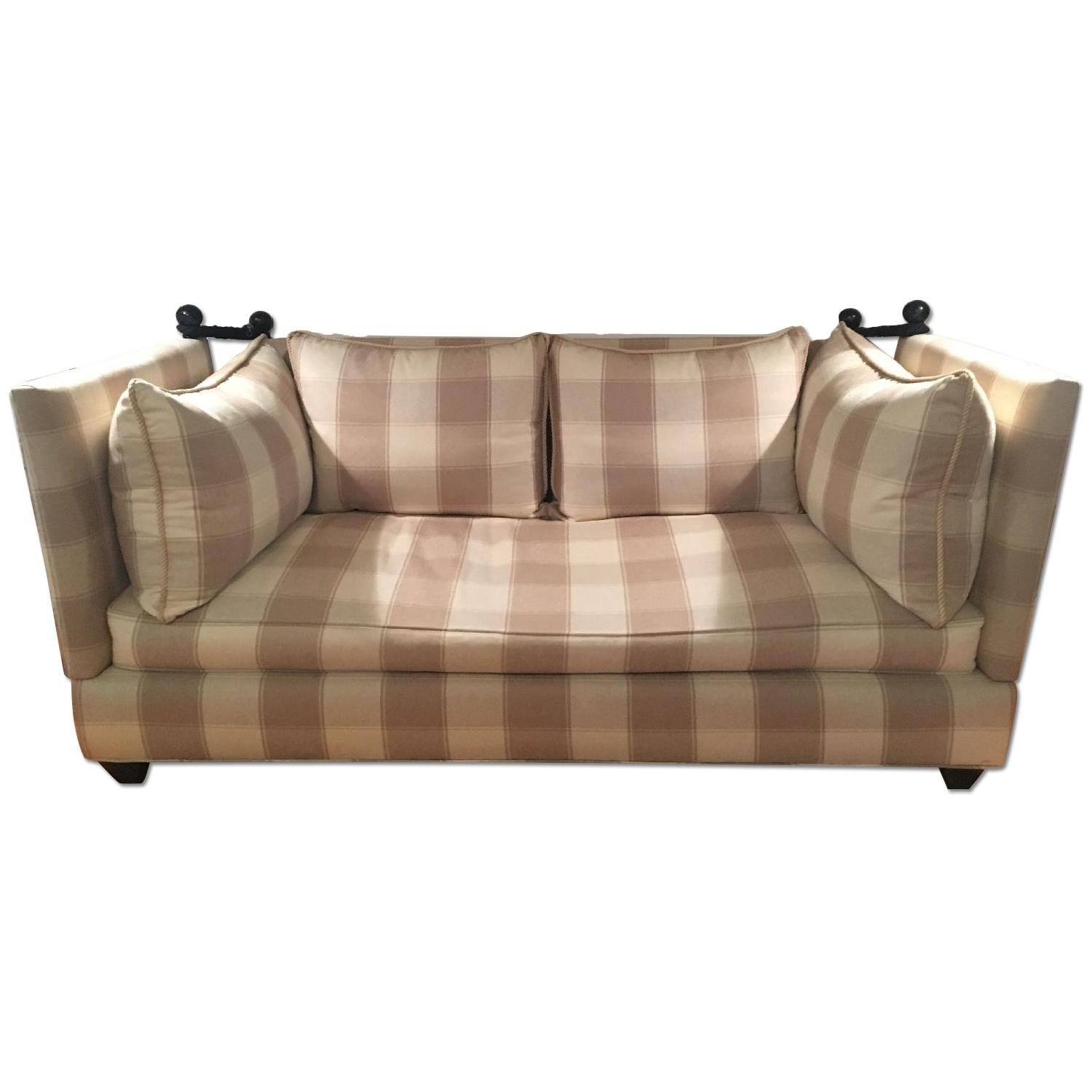 Taupe/Cream Check Sofa - AptDeco