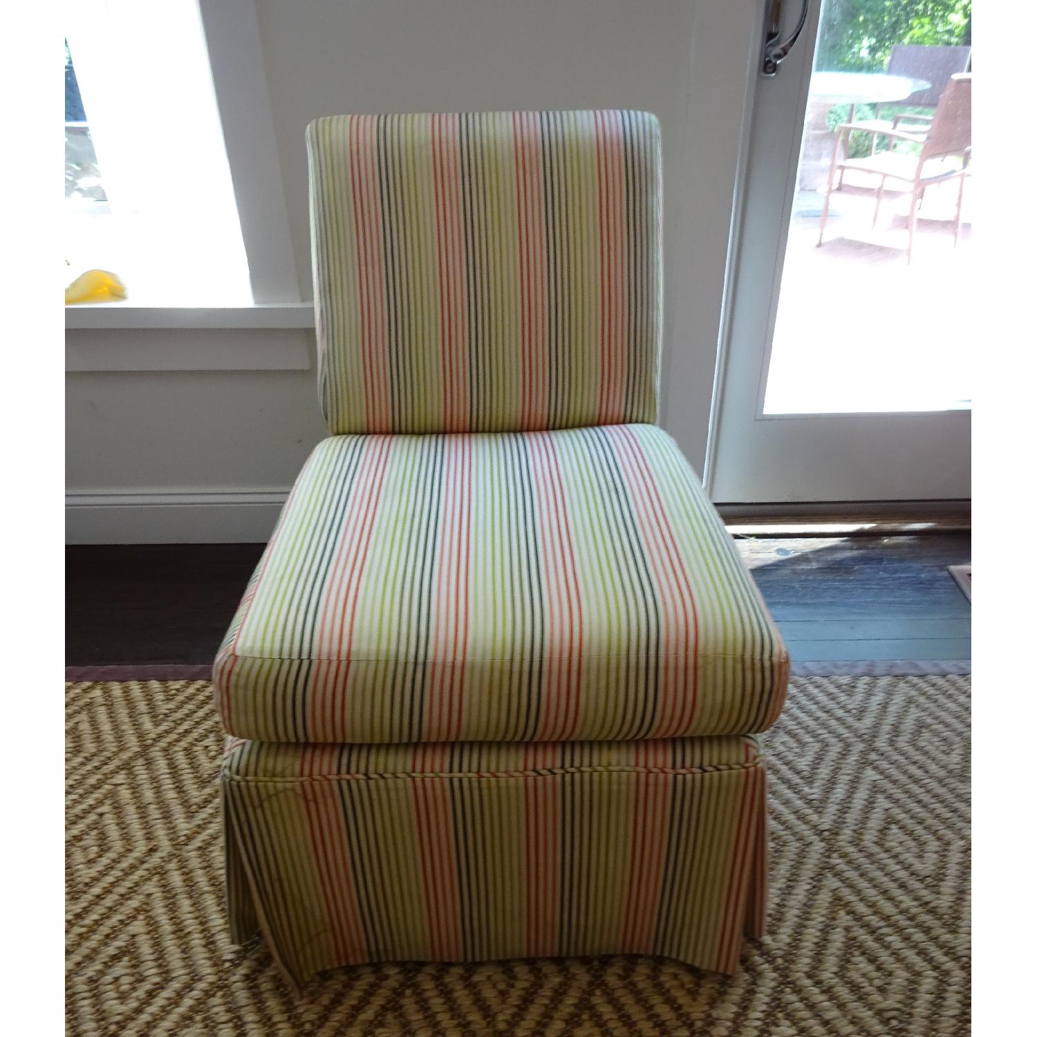 Stripped High Back Slipper Chair - AptDeco