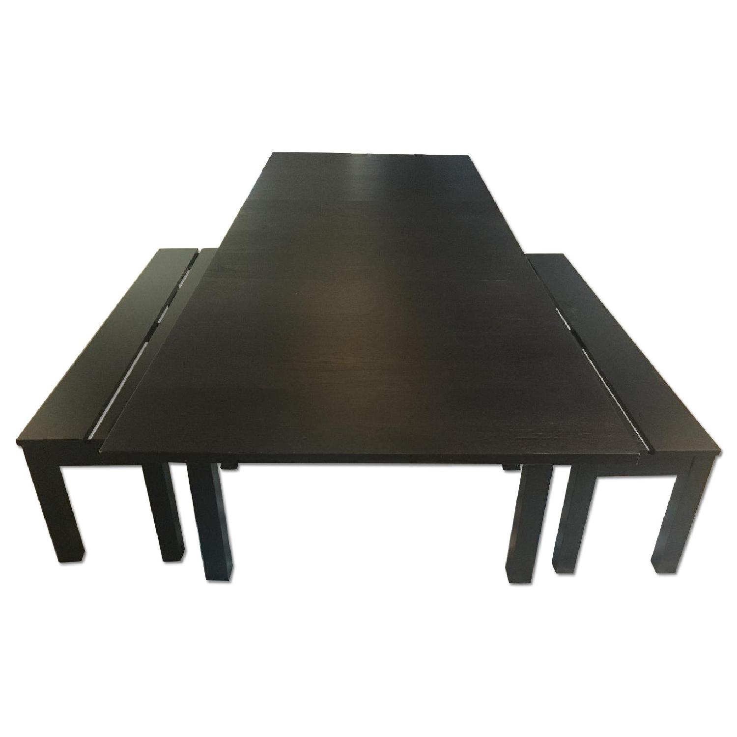 Ikea Extendable Table w/ 2 Matching Benches - AptDeco