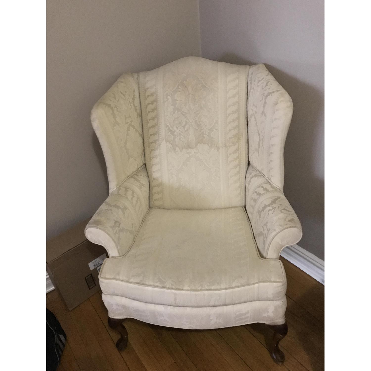 Cream Color Wing Chair - AptDeco