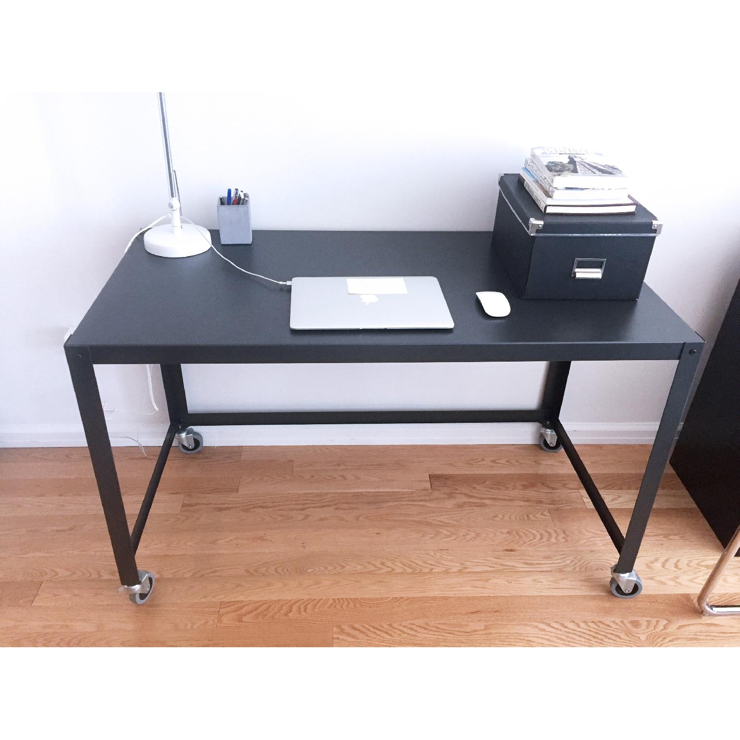 CB2 Go-Cart Carbon Rolling Desk - AptDeco