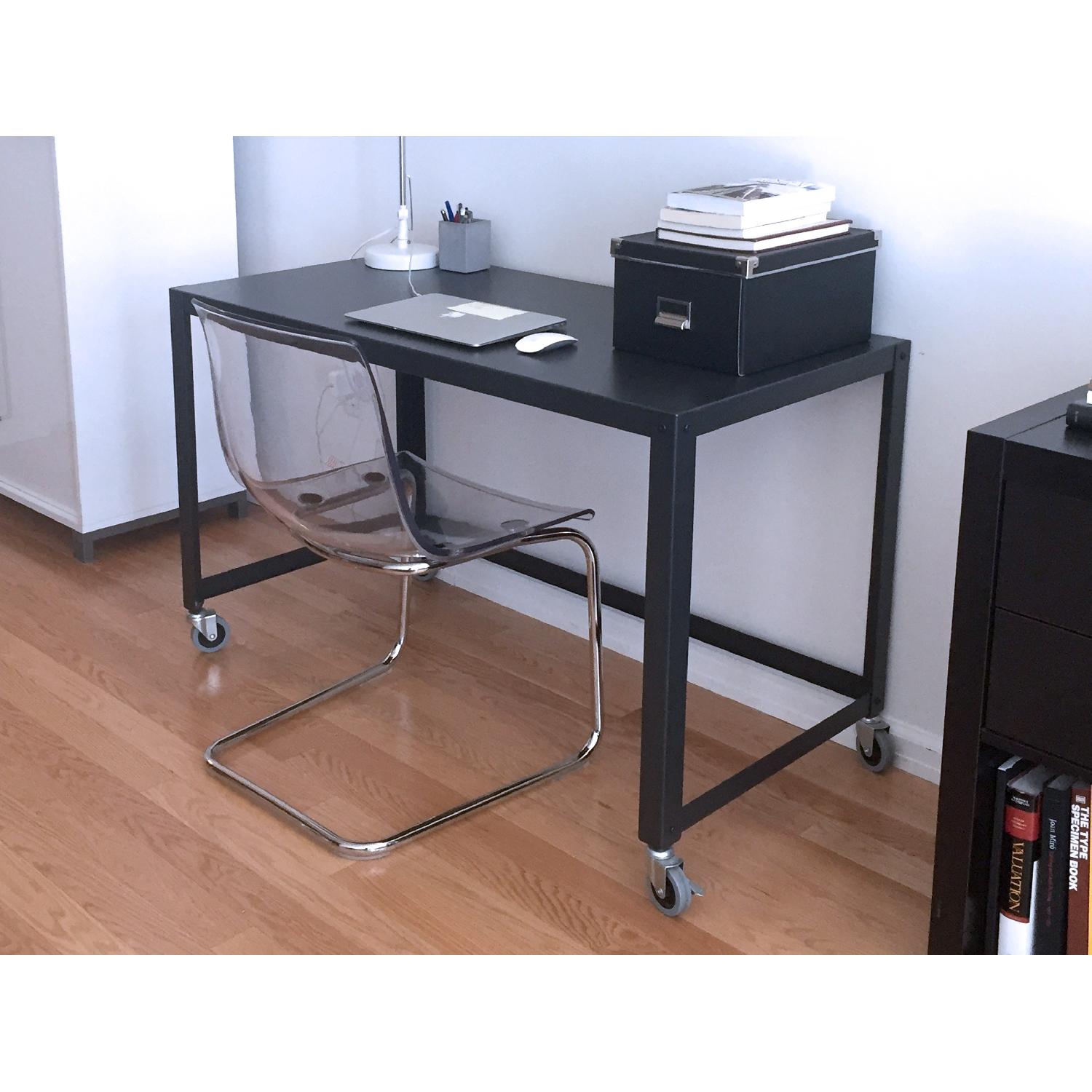 CB2 Go-Cart Carbon Rolling Desk - AptDeco