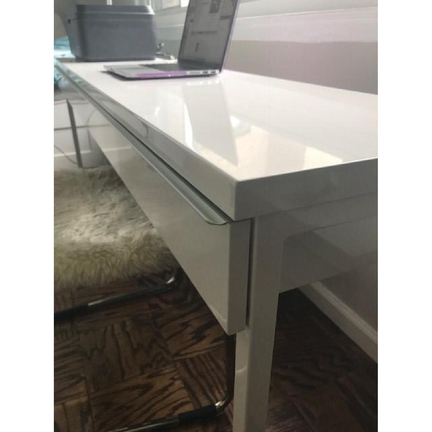 Ikea Besta Burs Desk in High Gloss White - AptDeco