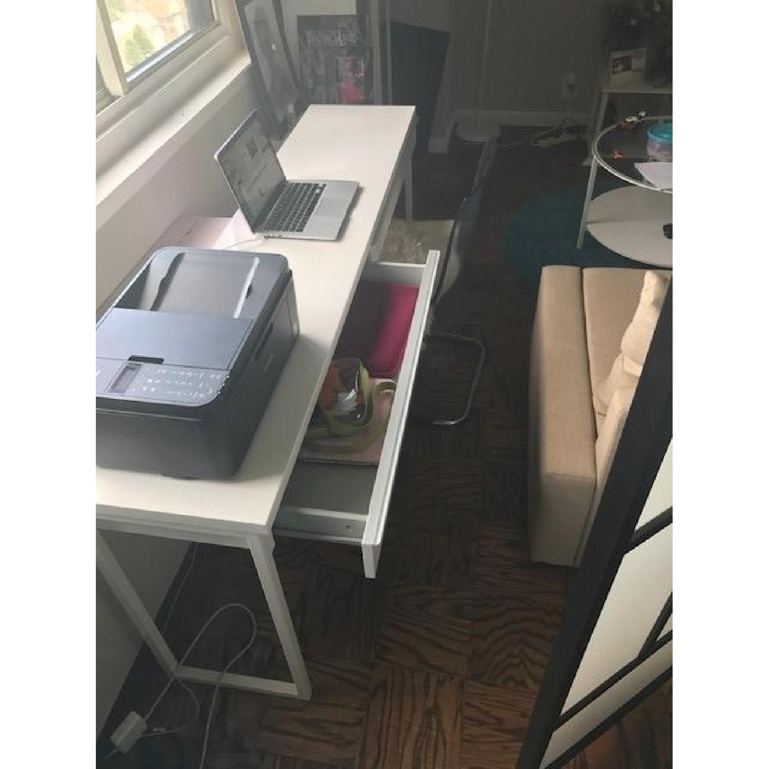 Ikea Besta Burs Desk in High Gloss White - AptDeco