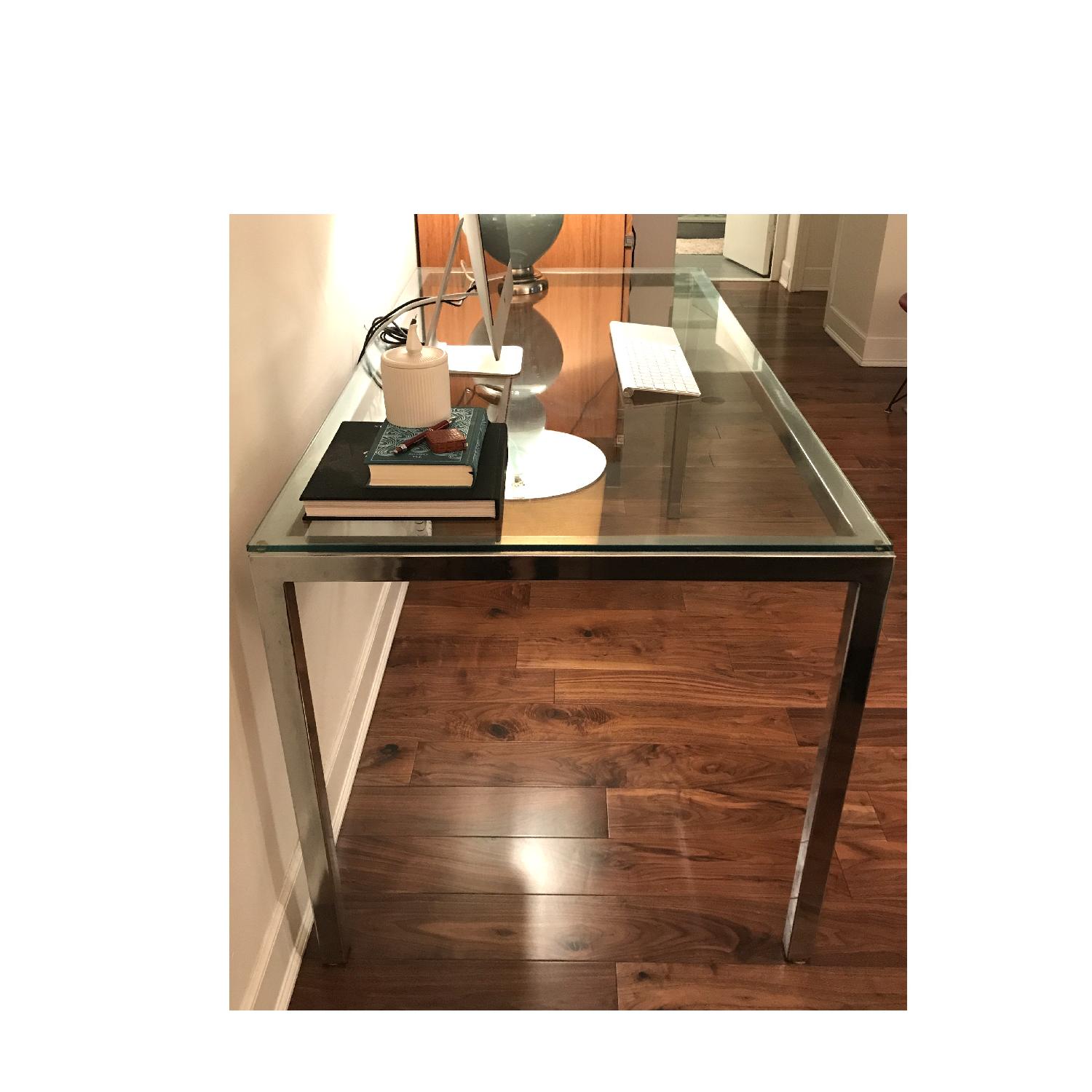 Vintage Parson Chrome & Glass Table - AptDeco