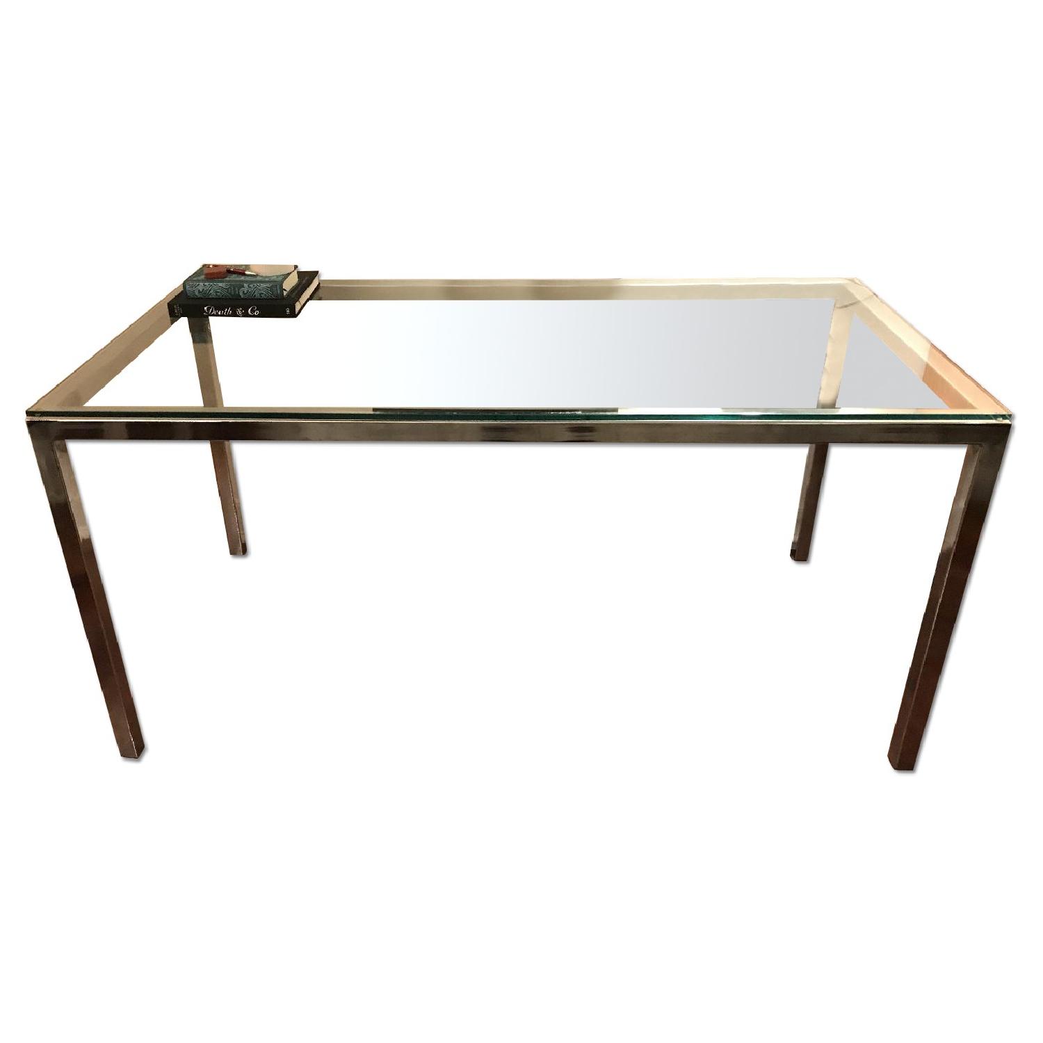 Vintage Parson Chrome & Glass Table - AptDeco