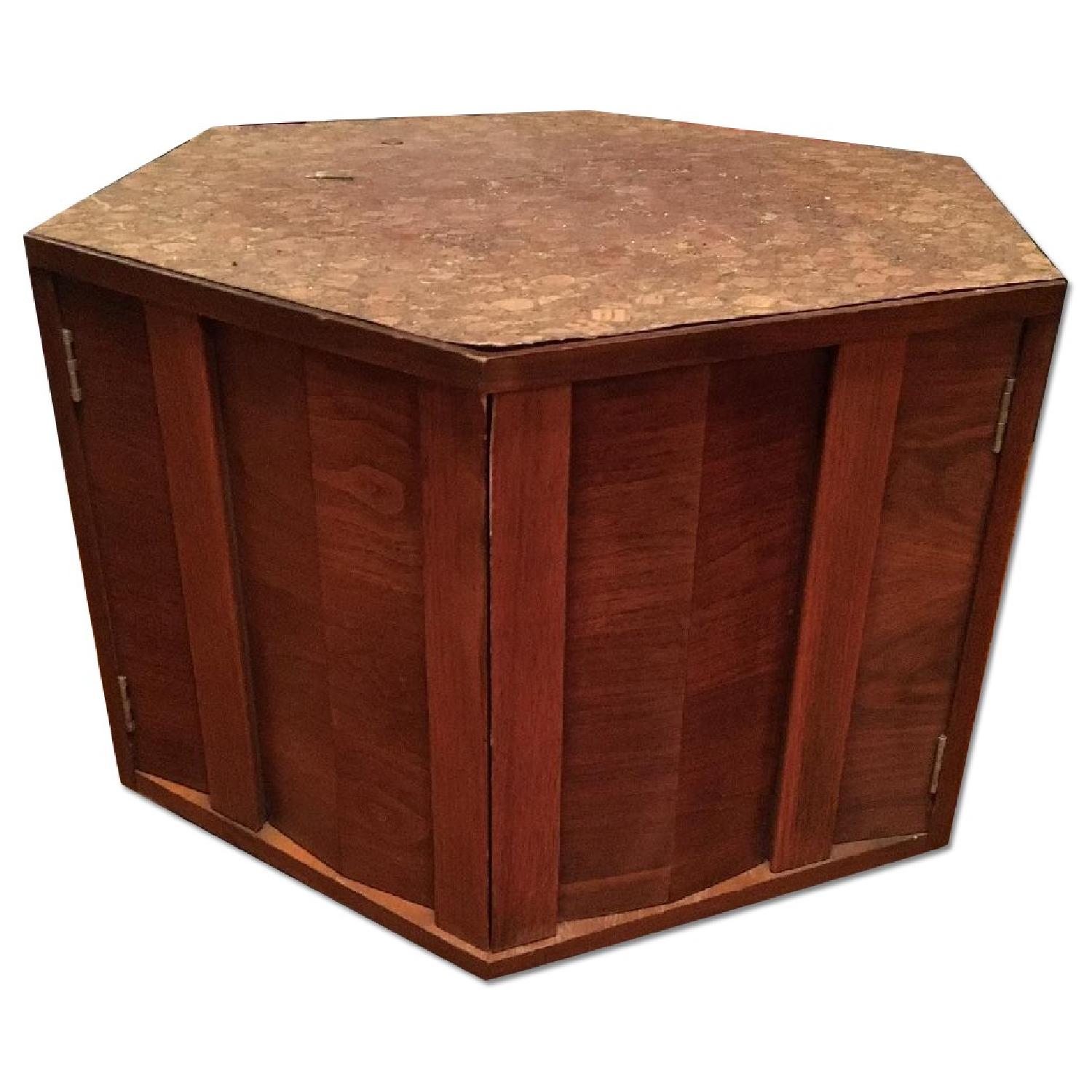 Mid Century Modern Teak Hexagonal Side Table - AptDeco